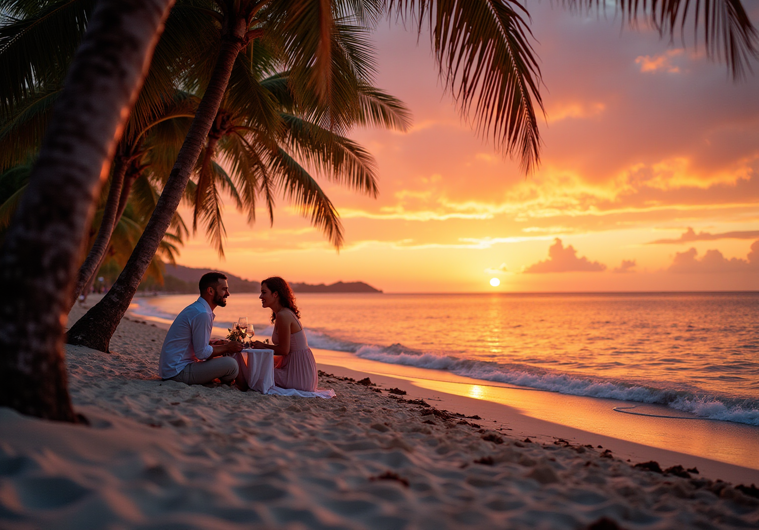 Romantic Sunset Dinner on the Beach