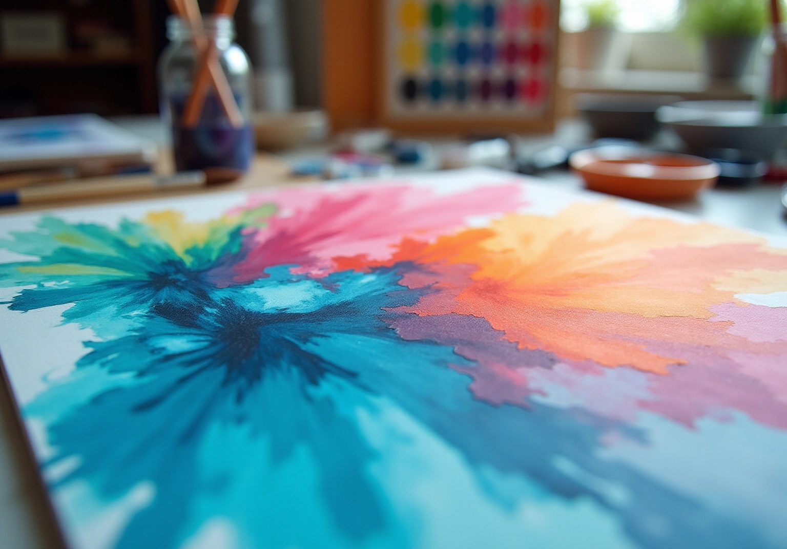 Abstract Watercolor Creation in Progress Abstract Watercolor Creation in Progress