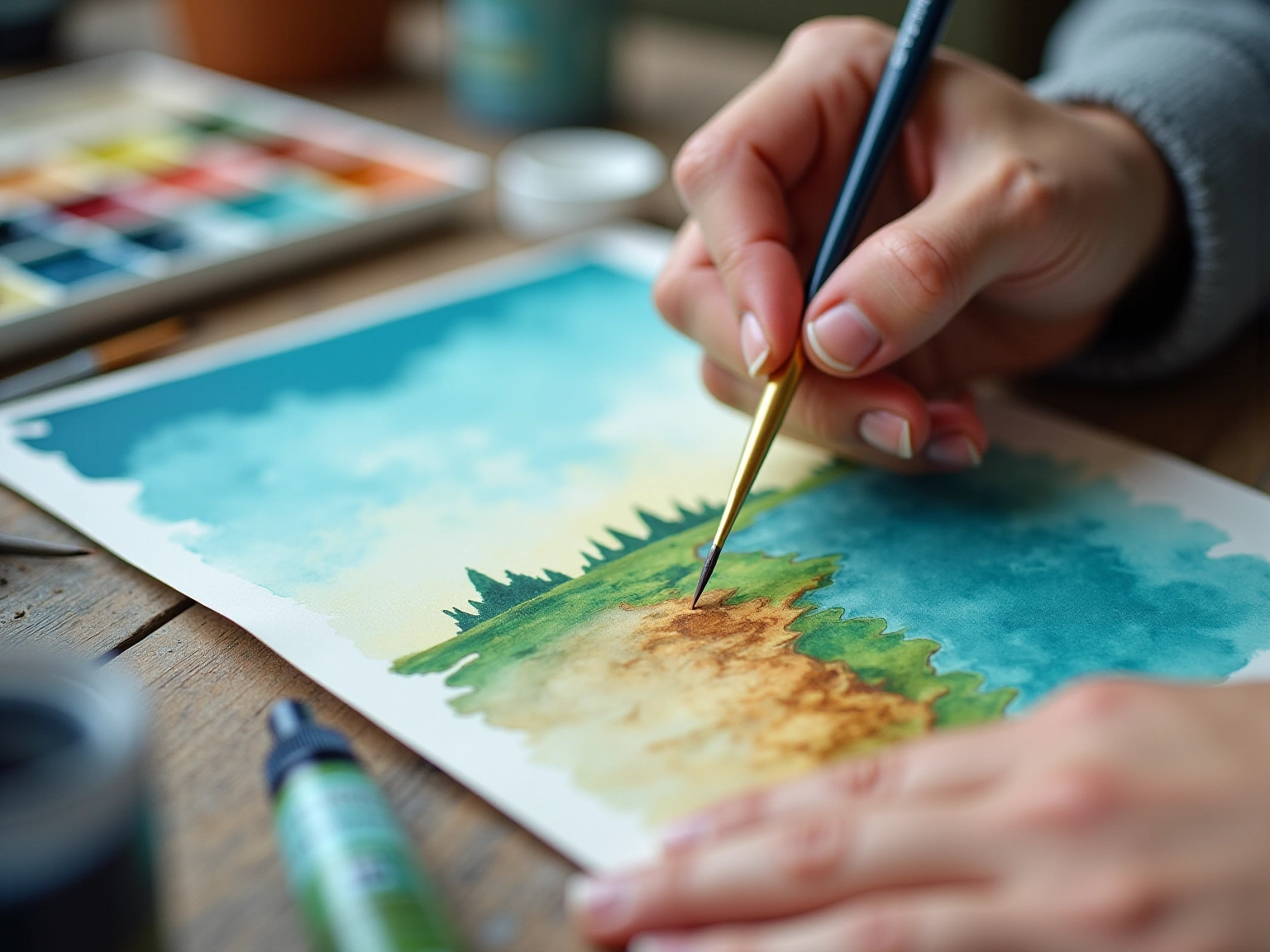 Abstract Watercolor Landscape Creation