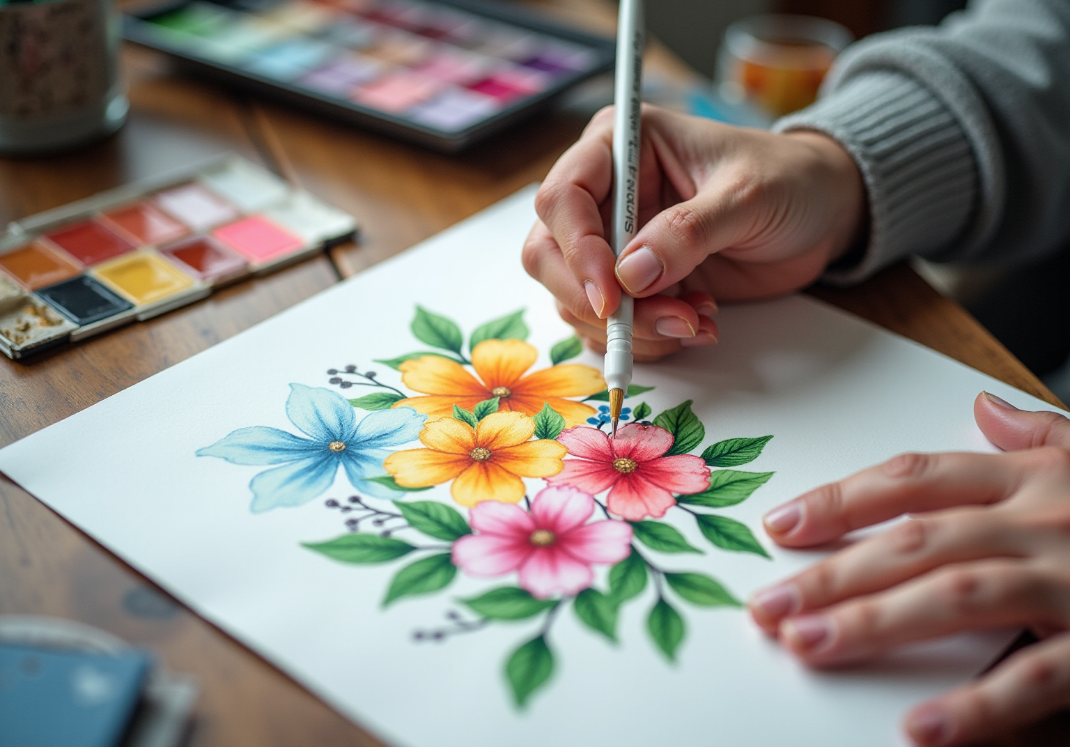Finishing Touches on Watercolor Artwork Finishing Touches on Watercolor Artwork