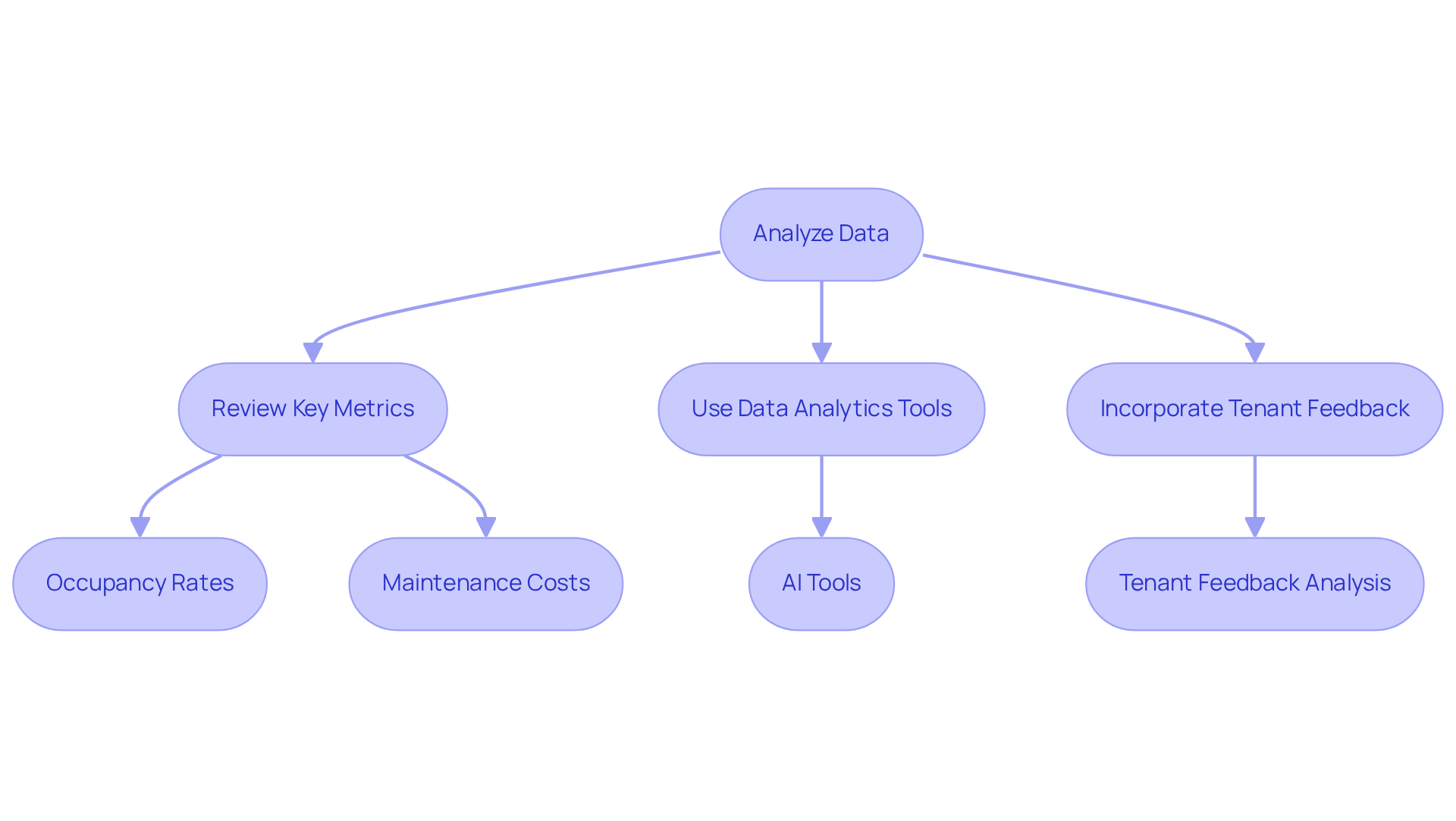 This flowchart shows the steps property holders can take to analyze their data effectively. Follow the arrows to see how each step connects, from reviewing key metrics to using tools and incorporating tenant feedback.
