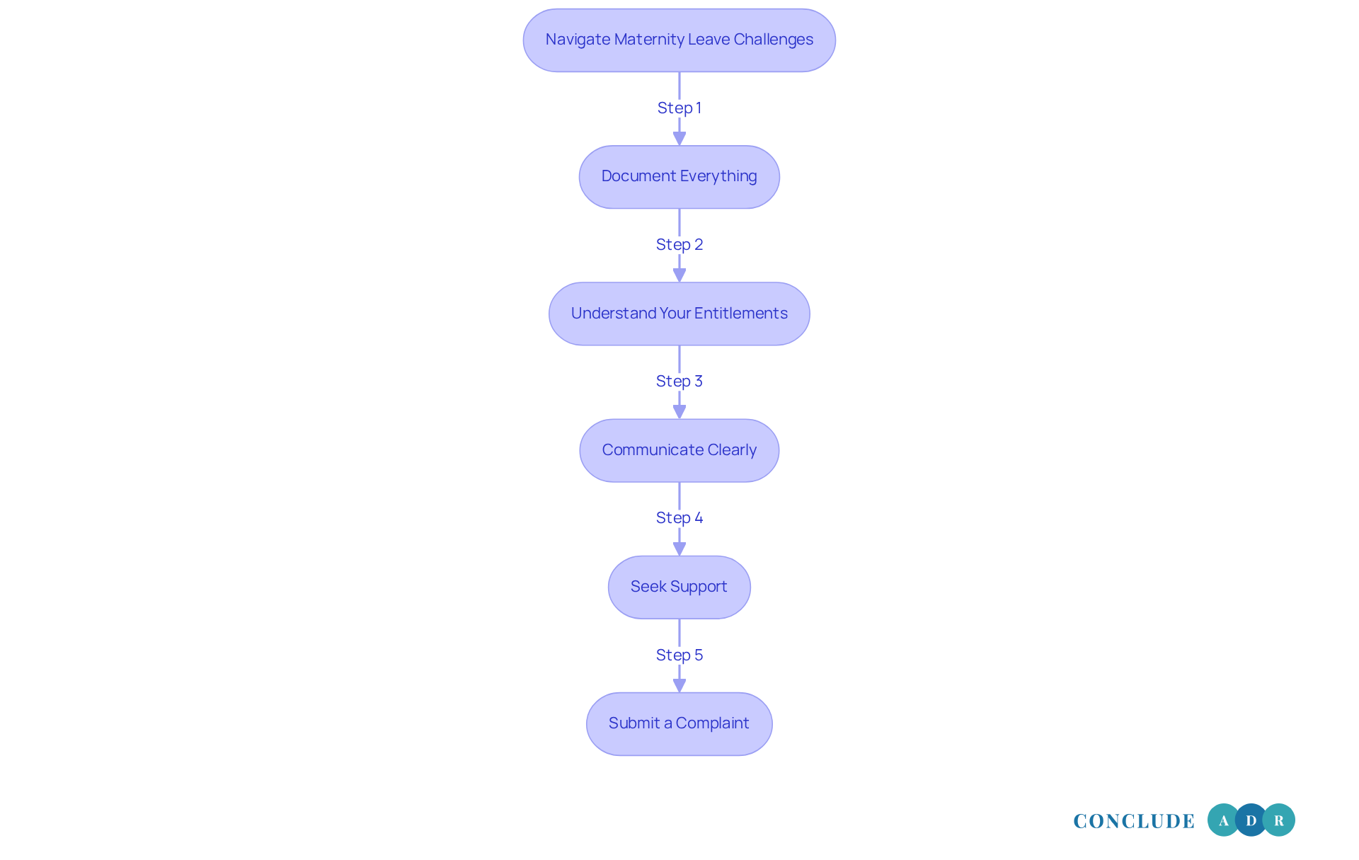 Follow the arrows to see the steps you can take if you face challenges with maternity leave. Each box represents an action you can take to protect your rights and ensure a smoother experience.