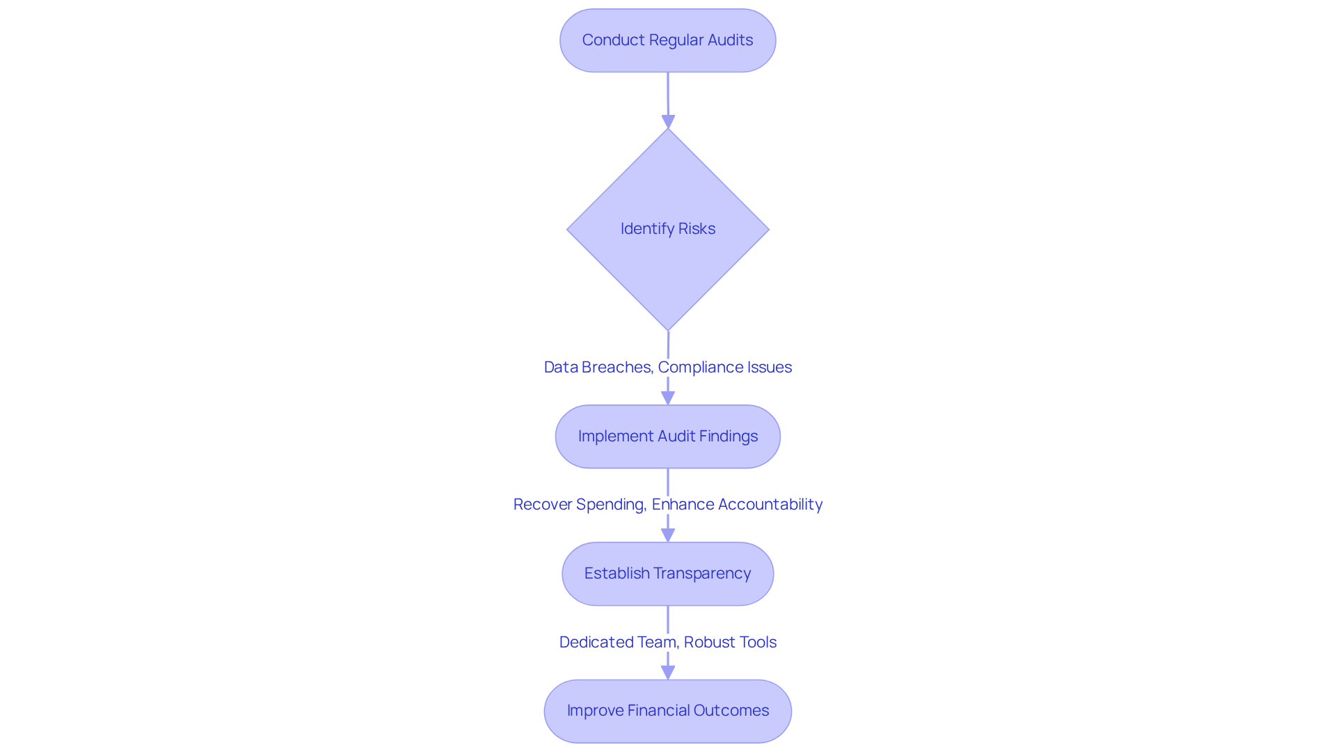 Follow the arrows to see how each step in the audit process leads to better financial management and transparency in healthcare organizations. Each step builds on the previous one, showing the importance of regular audits.