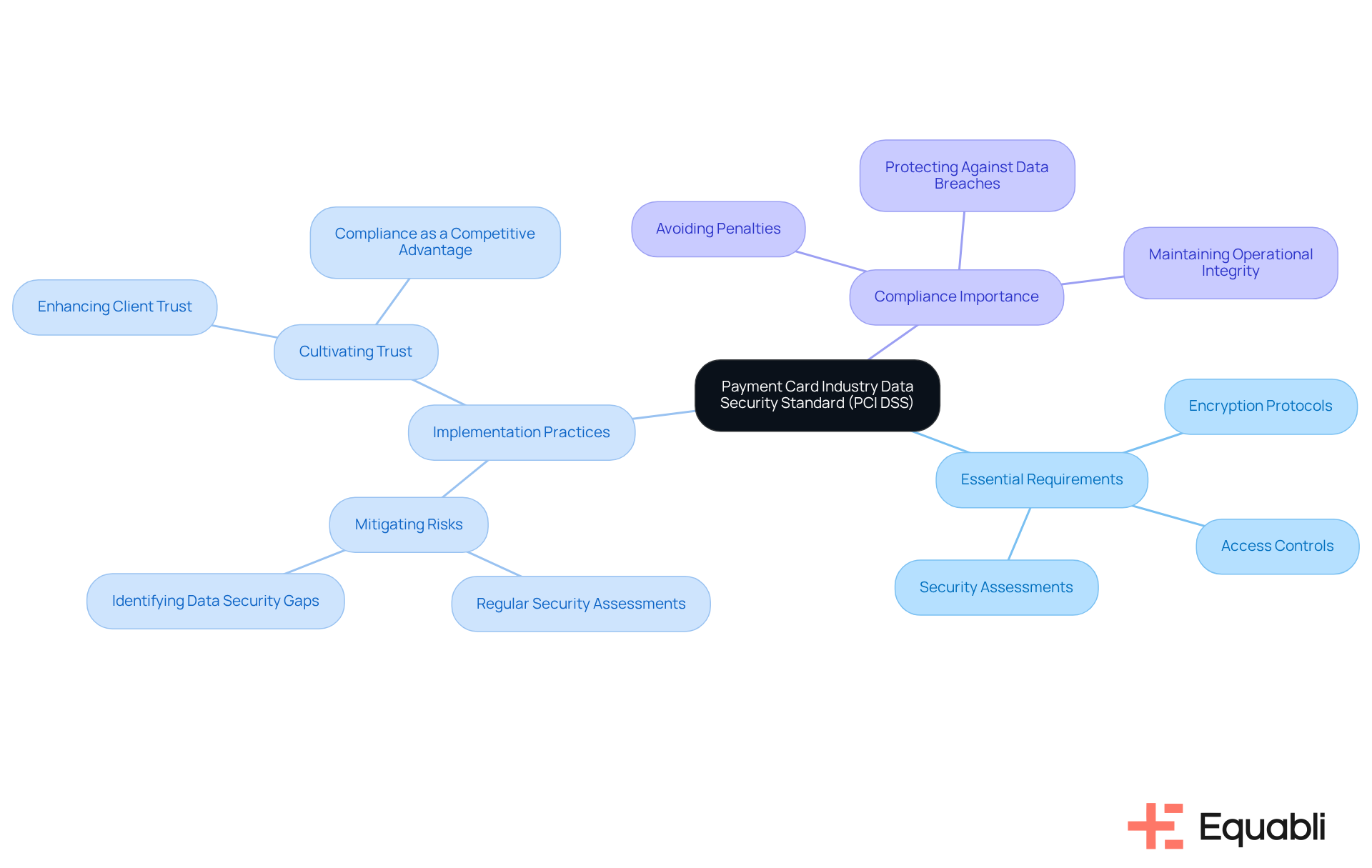The center represents the main standard. Each branch explores different aspects of compliance, showing how they connect to enhance security and trust in payment processes.