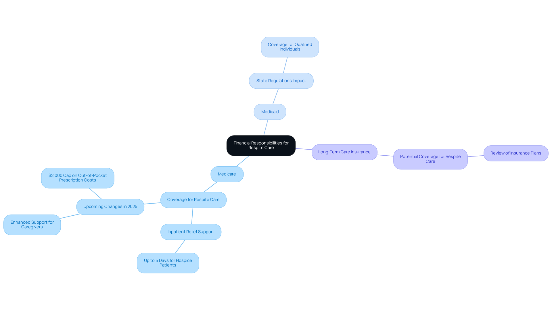 The central node represents the main topic, while the branches show different funding options. Each sub-branch provides more details about what each option covers, helping families navigate their financial responsibilities.