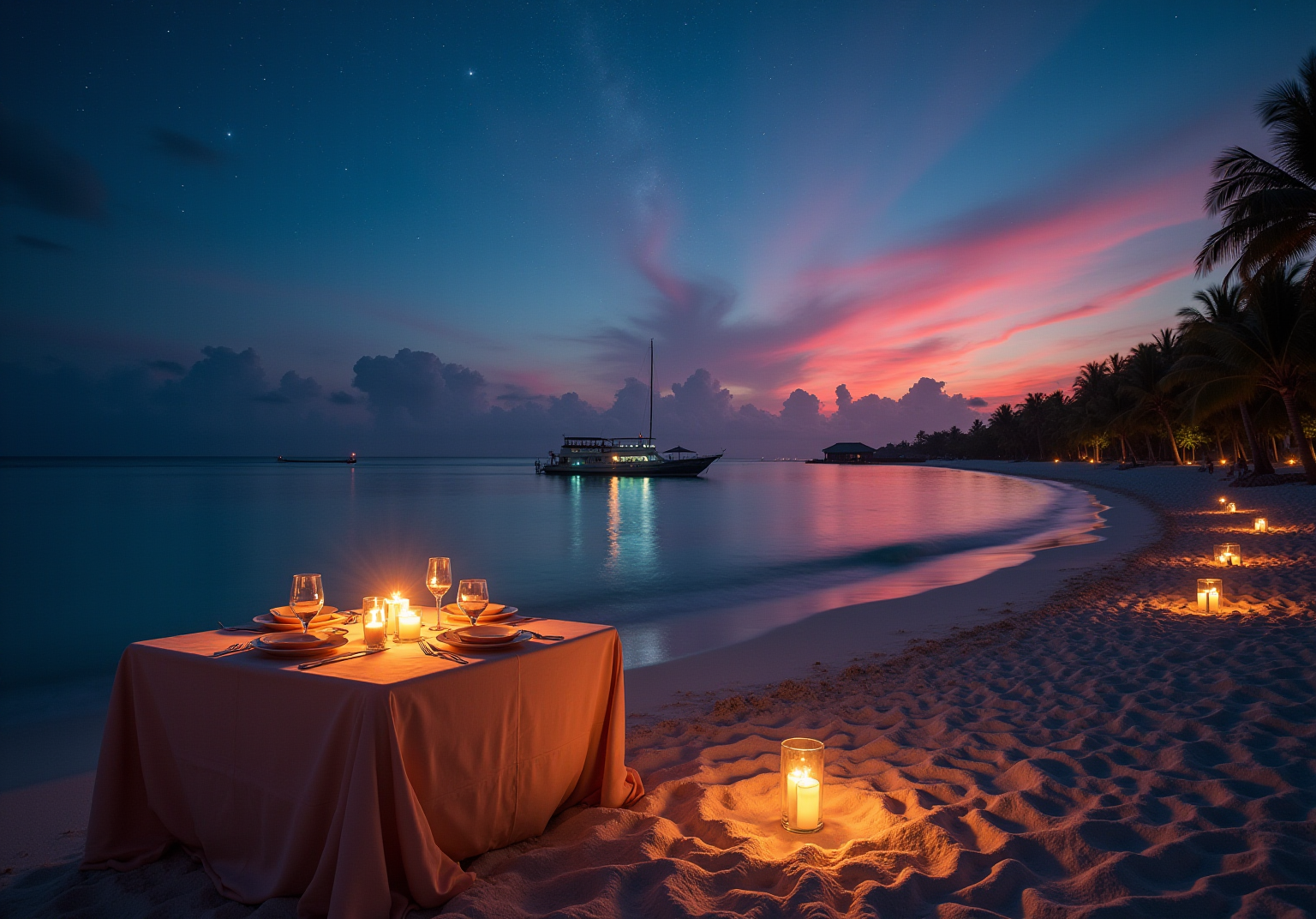Romantic Evening on the Maldives Beach