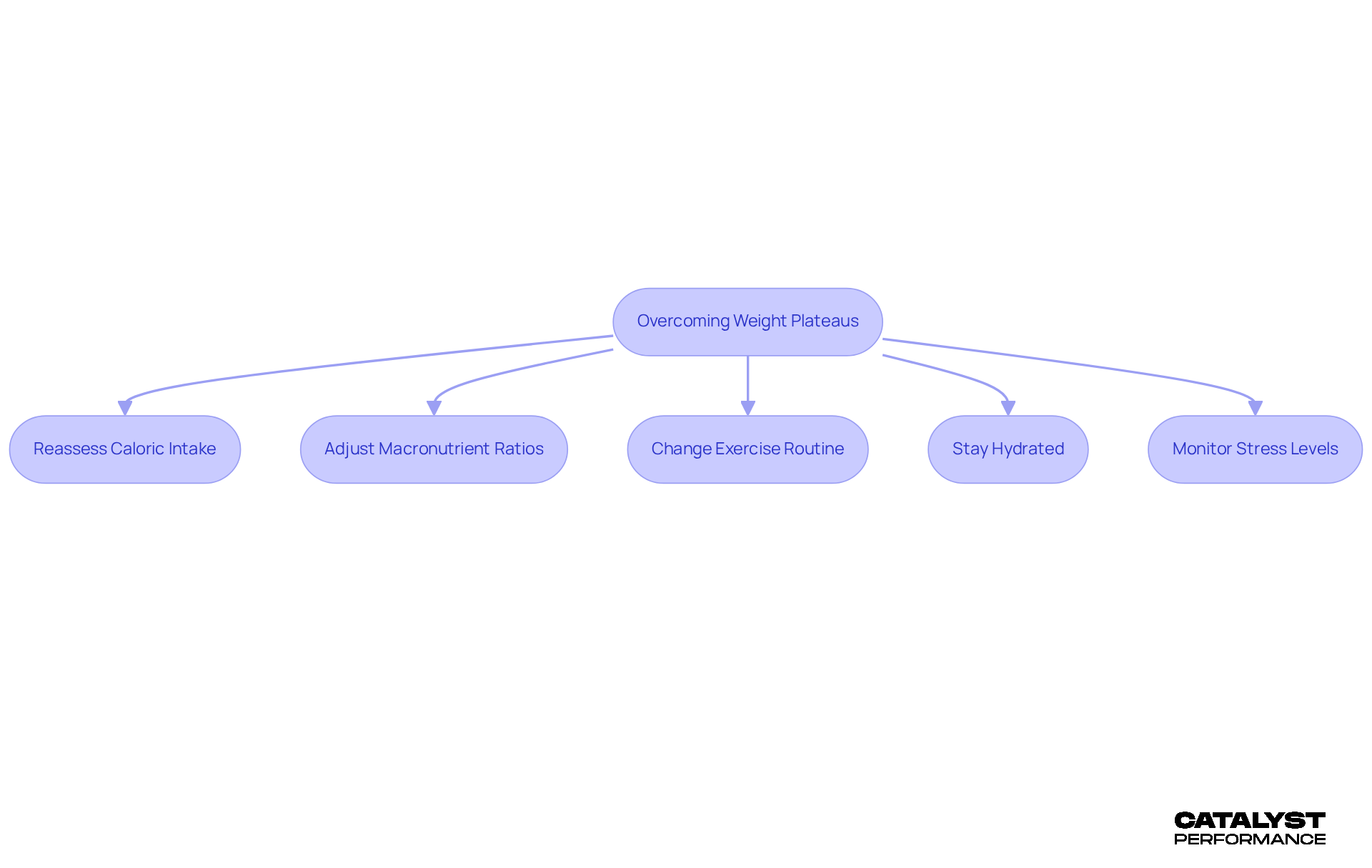 Each box represents a strategy to help you break through weight plateaus. Follow the arrows to see how to implement each step in your journey towards better health!