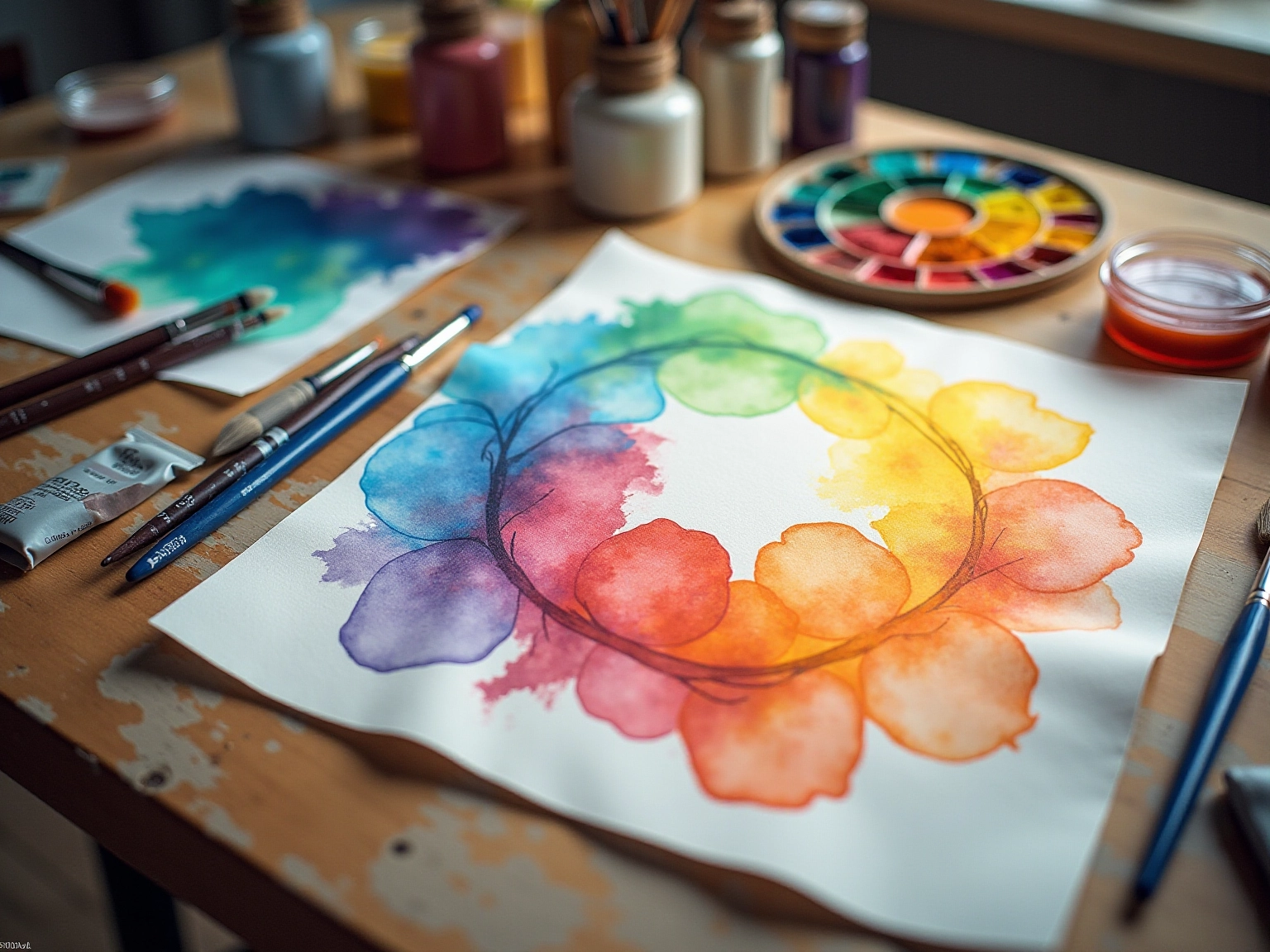 Arches Watercolor Paper in an Artist's Workspace Arches Watercolor Paper in an Artist's Workspace