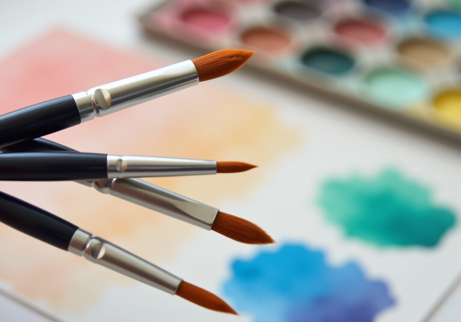 Squirrel Hair Watercolor Brushes in an Artist's Studio