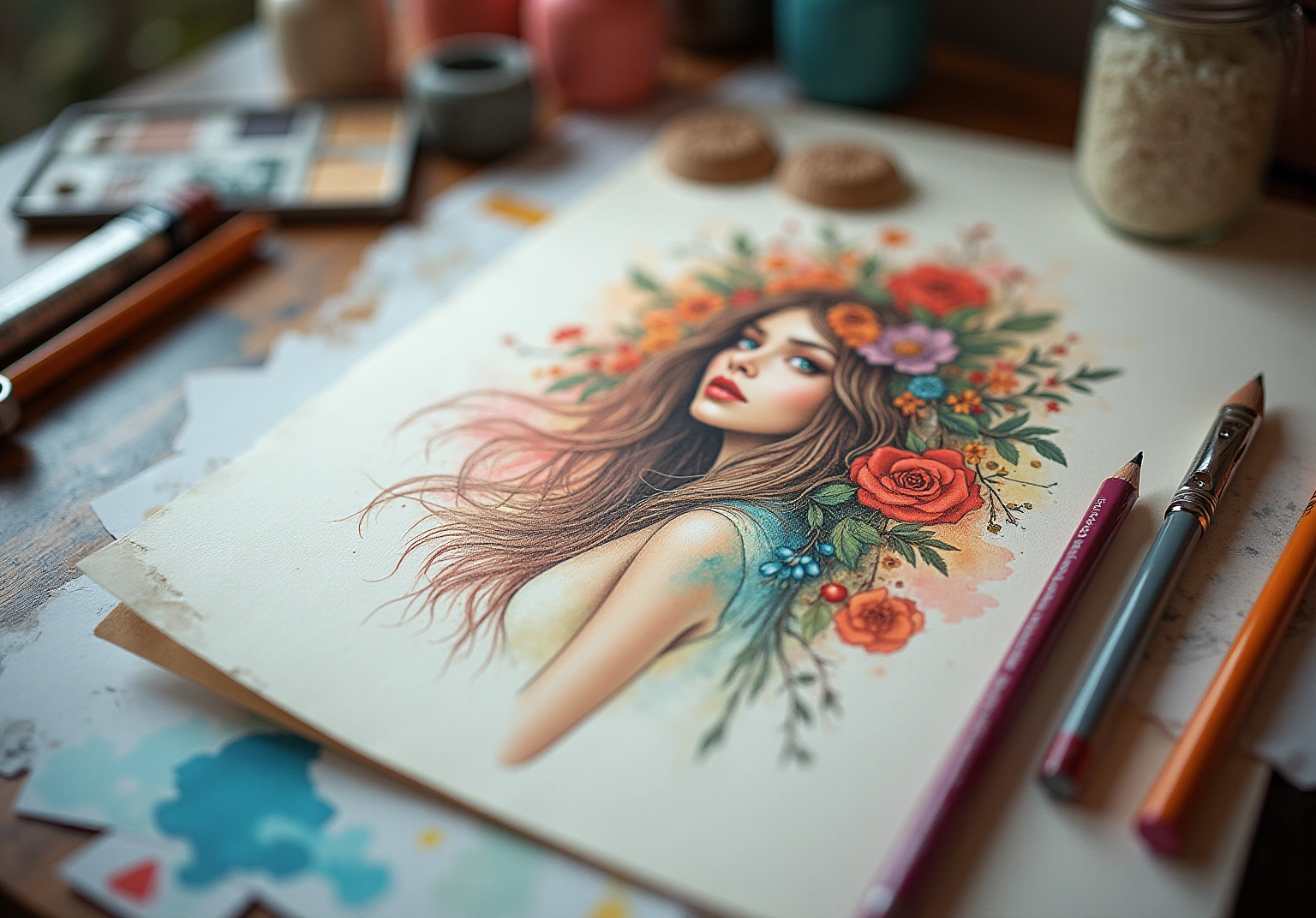 Art Nouveau Drawing in Progress