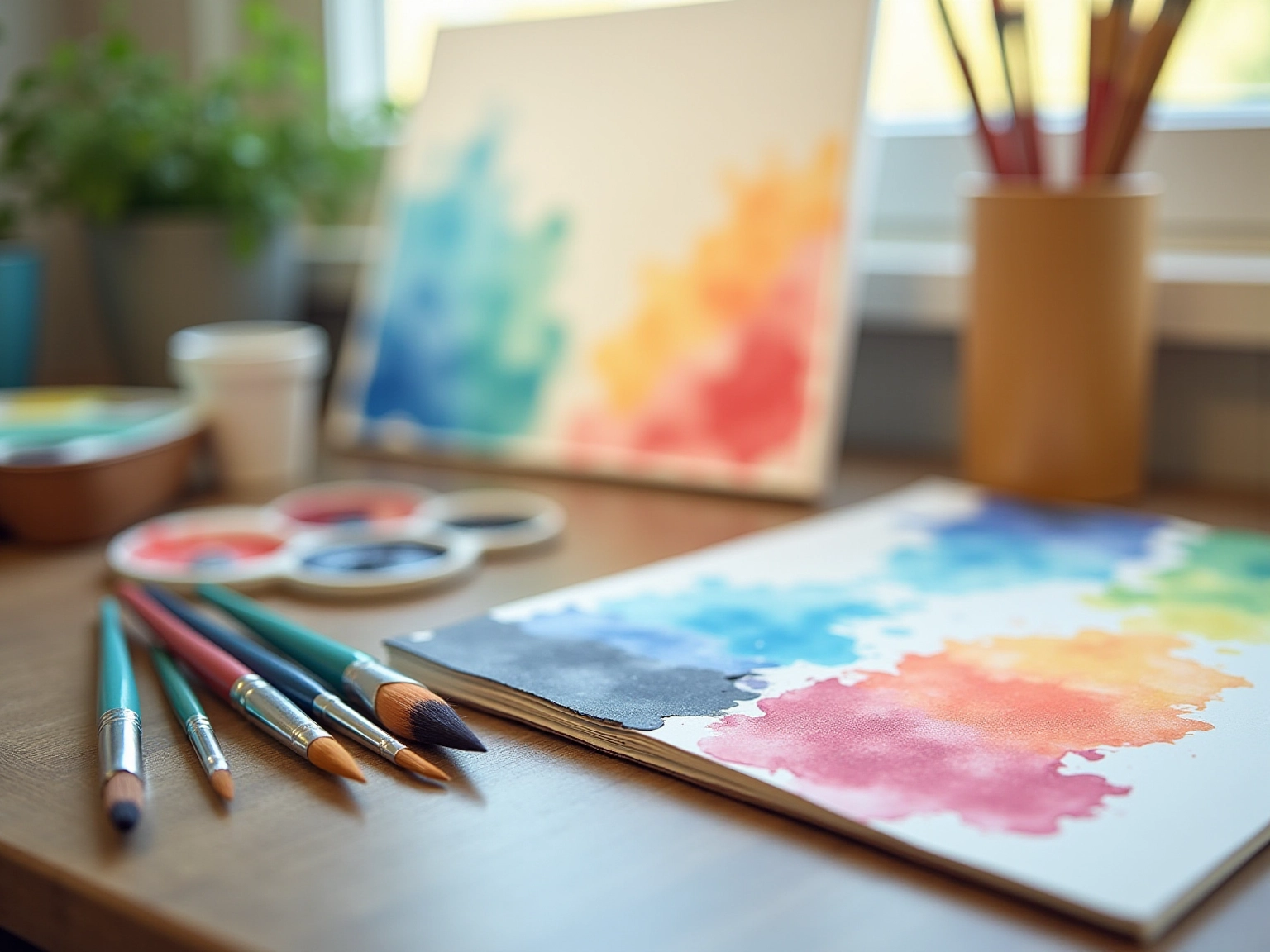Art Studio with Watercolor Brushes Art Studio with Watercolor Brushes
