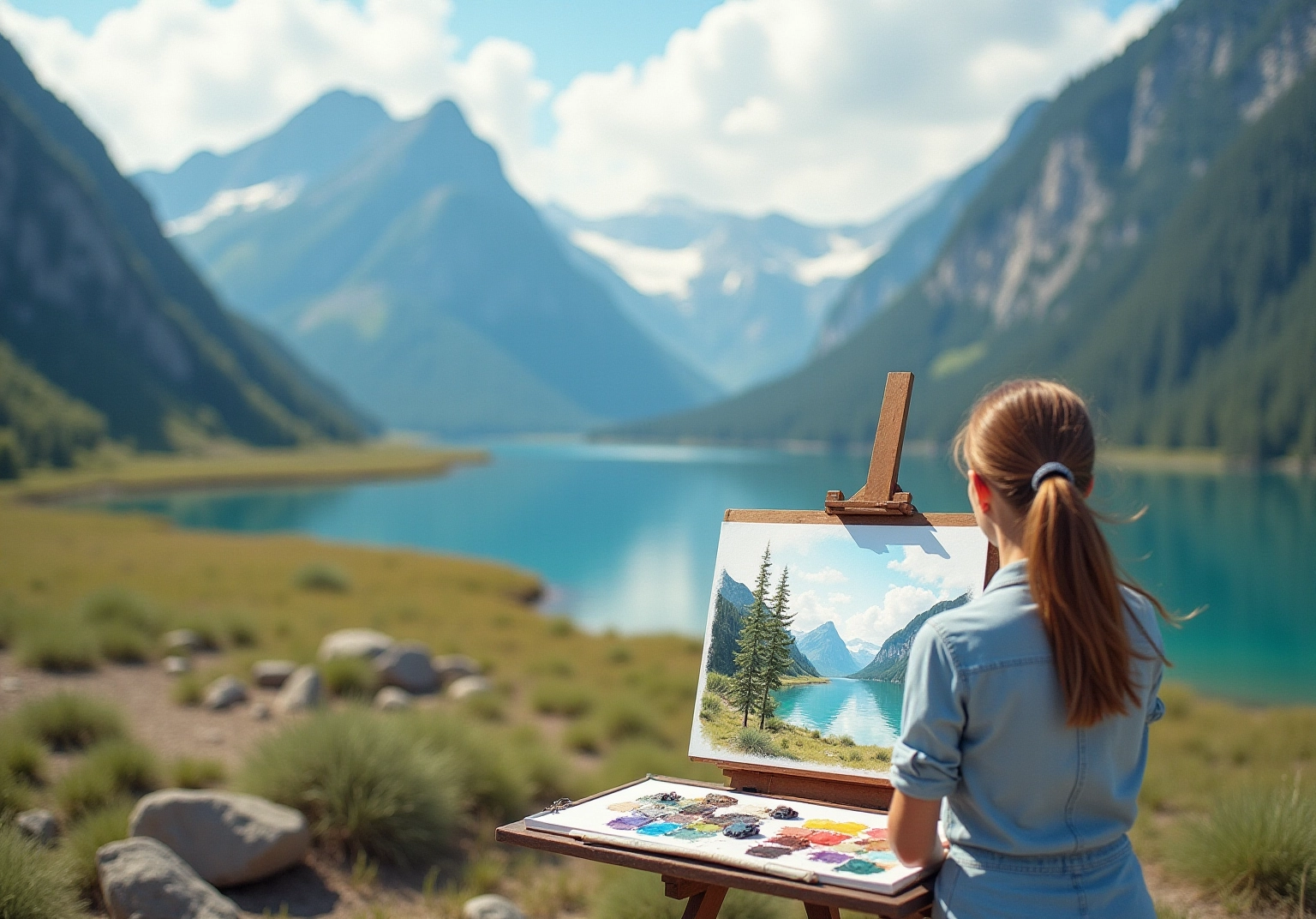 Artist Capturing Nature in Watercolor
