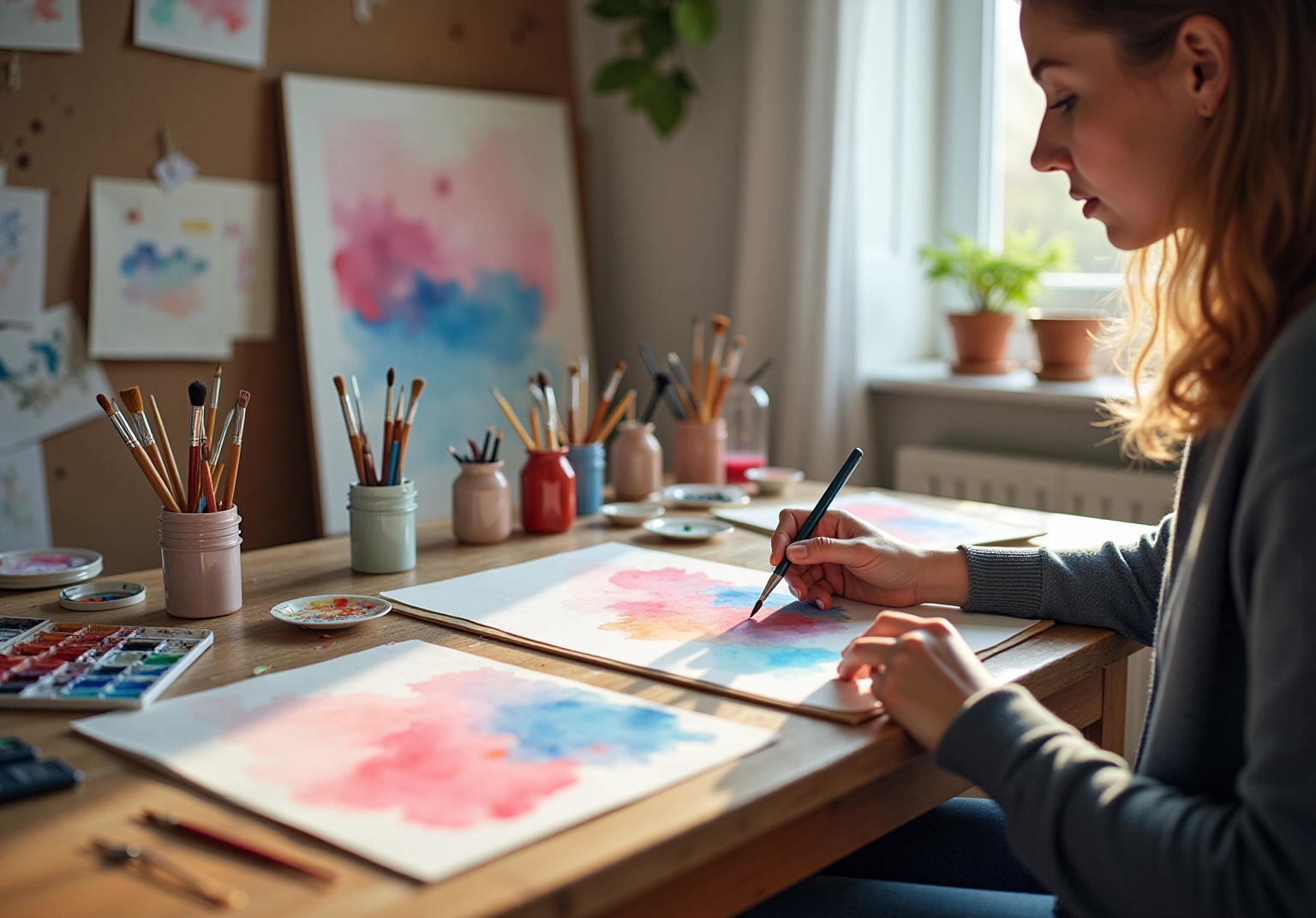 Artist Embracing Watercolor Creativity