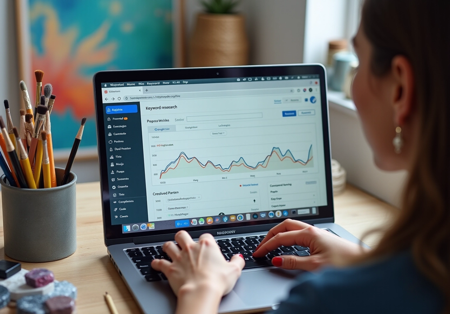 Artist Engaging with Keyword Research Tools
