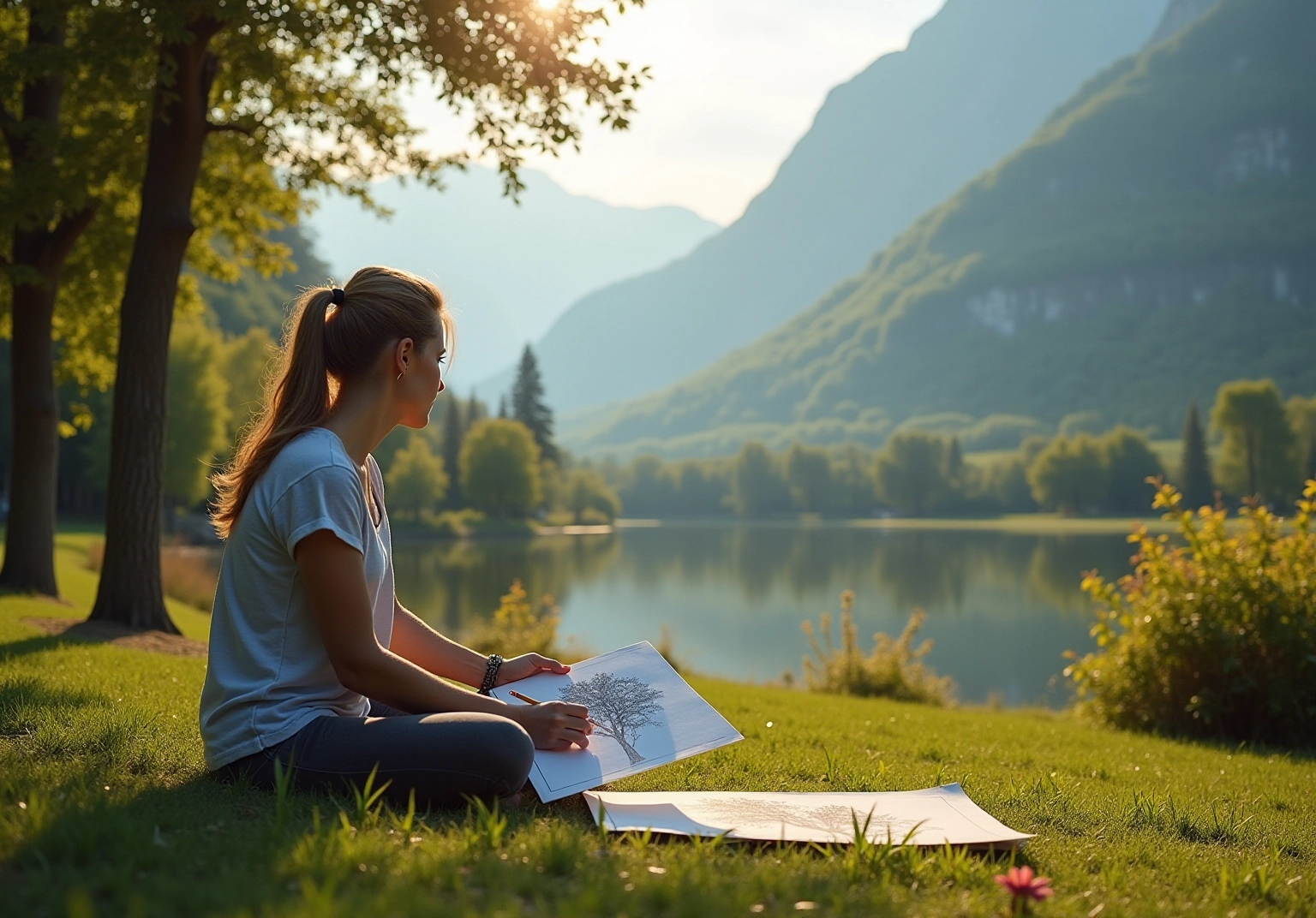 Artist Sketching in Nature Artist Sketching in Nature