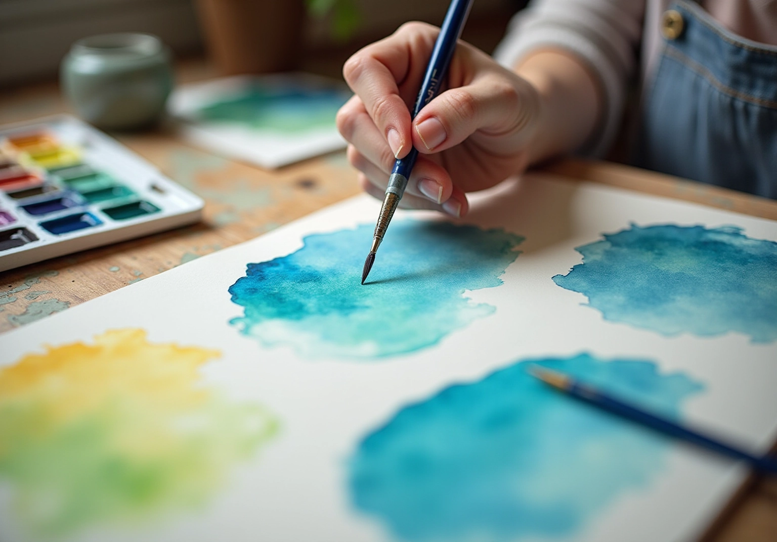 Artist Using Wet-on-Wet Watercolor Technique