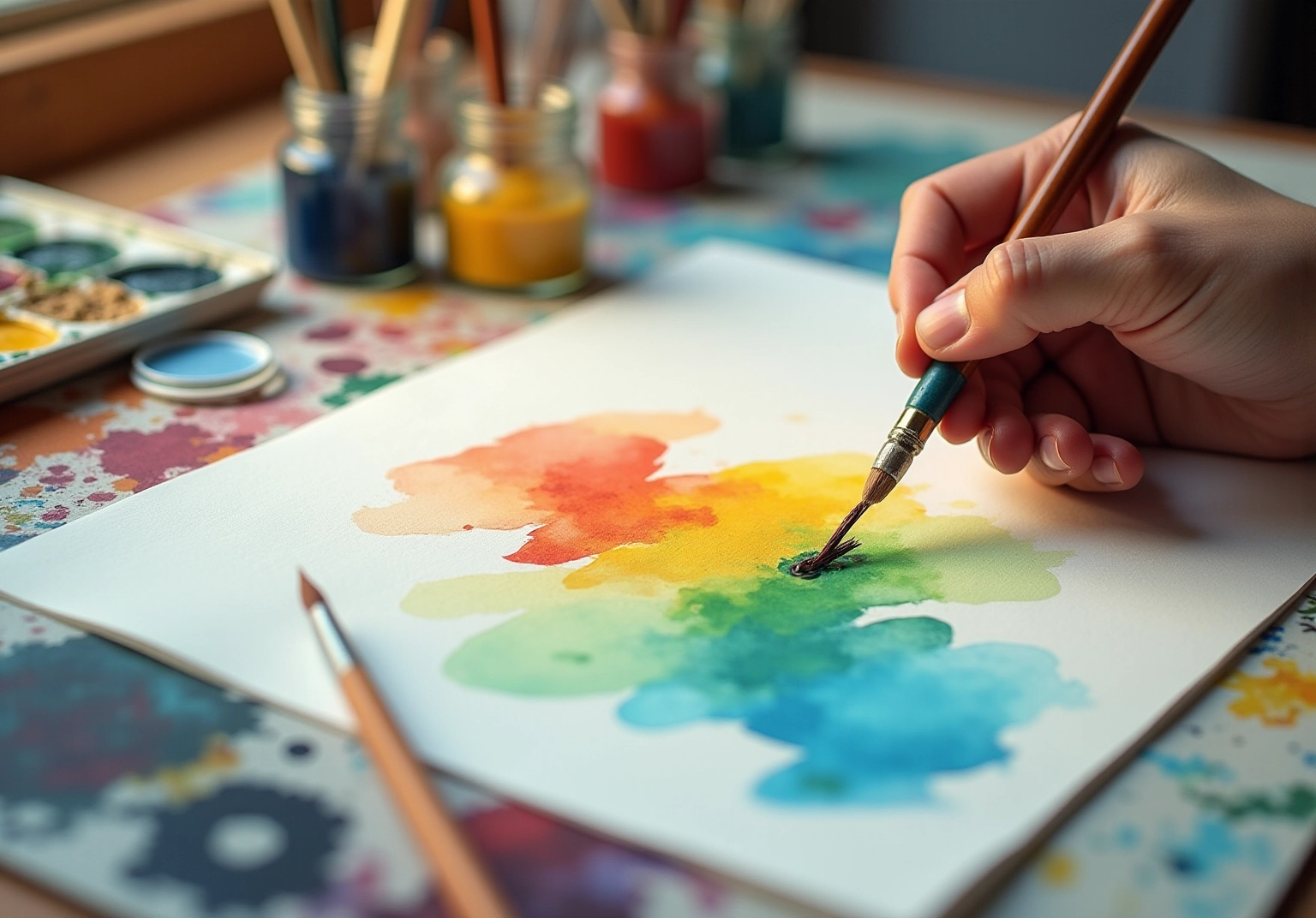 Artistic Expression on Smooth Watercolor Paper