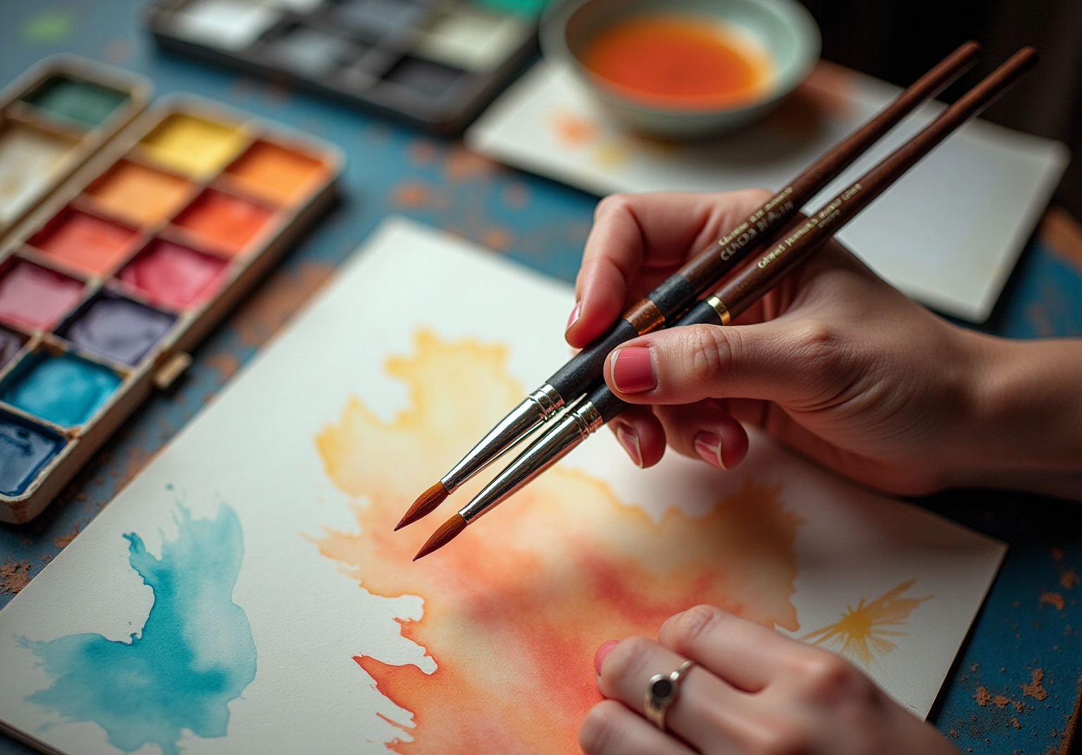 Artistic Expression with Custom Watercolor Brushes