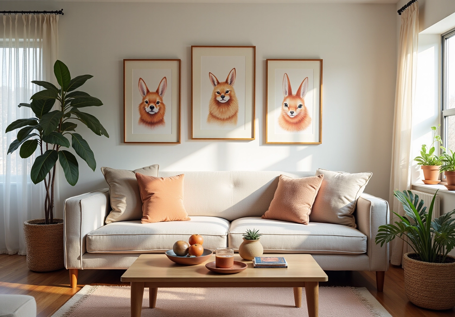 Artistic Living Space with Watercolor Illustrations Artistic Living Space with Watercolor Illustrations