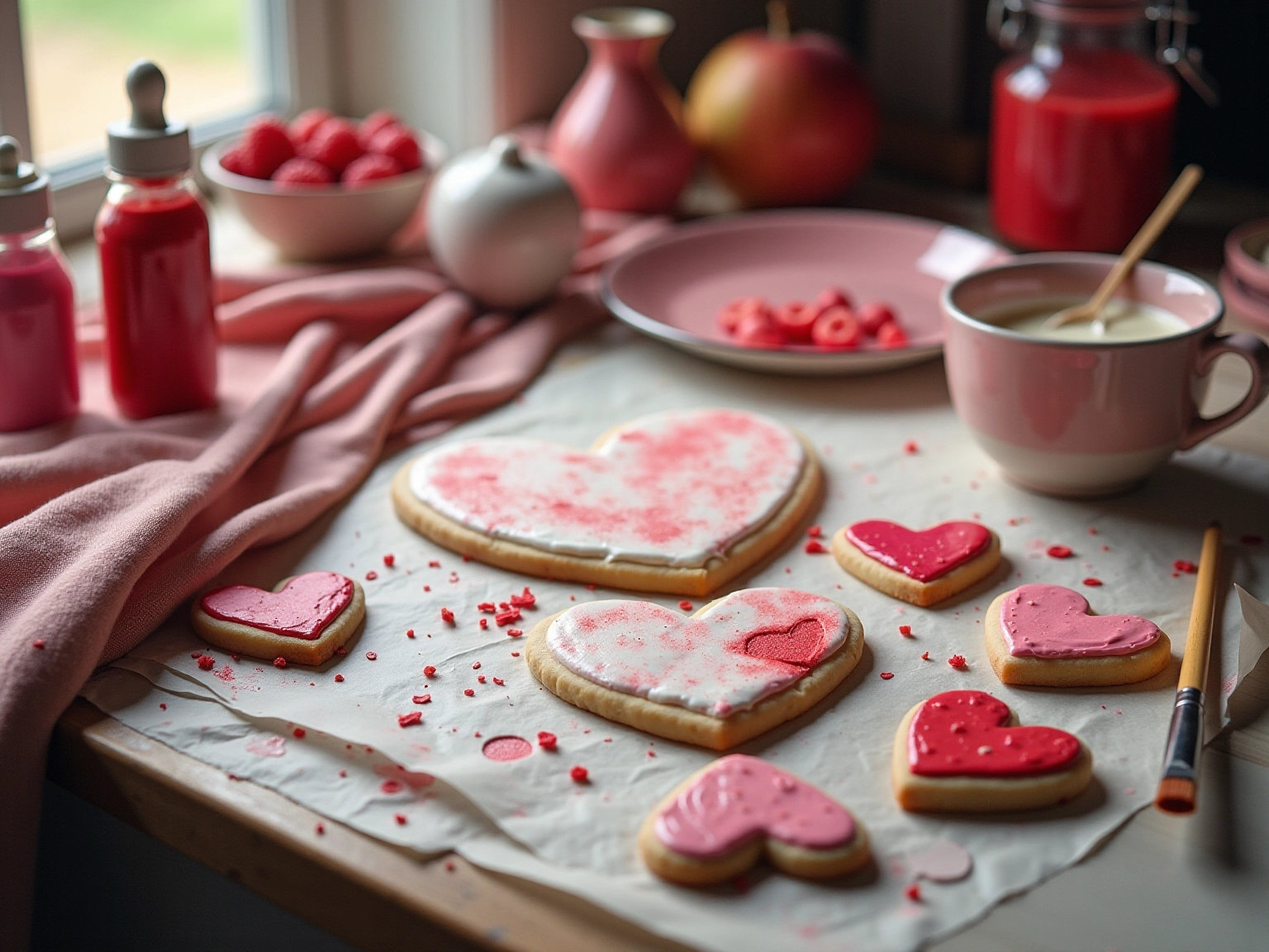 Artistic Watercolor Valentine's Day Cookies