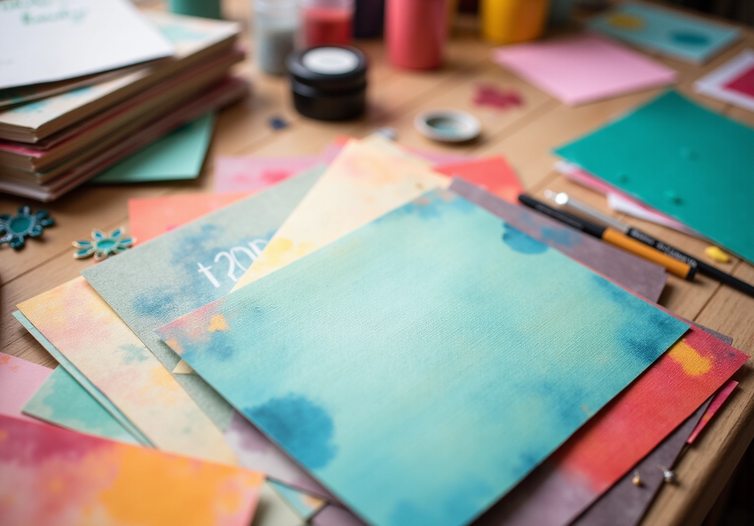 Artistic Workspace for Greeting Card Creation Artistic Workspace for Greeting Card Creation