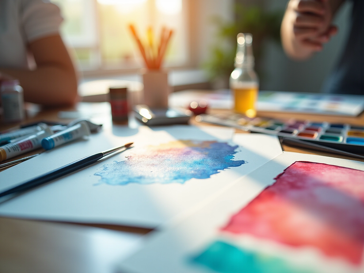 Artistic Workspace for Watercolor Painting Artistic Workspace for Watercolor Painting
