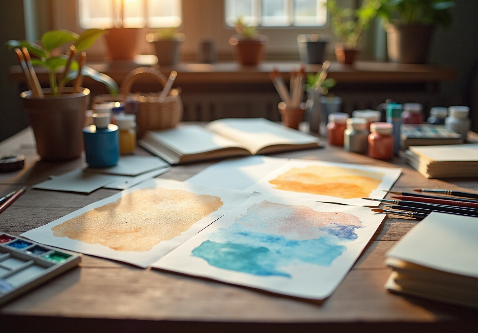 Artistic Workspace for Watercolor Techniques Artistic Workspace for Watercolor Techniques
