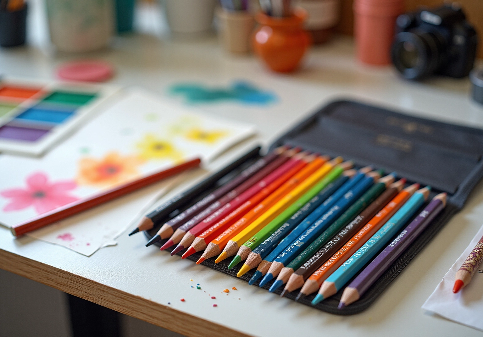 Artistic Workspace with Faber-Castell Watercolor Pencils Artistic Workspace with Faber-Castell Watercolor Pencils