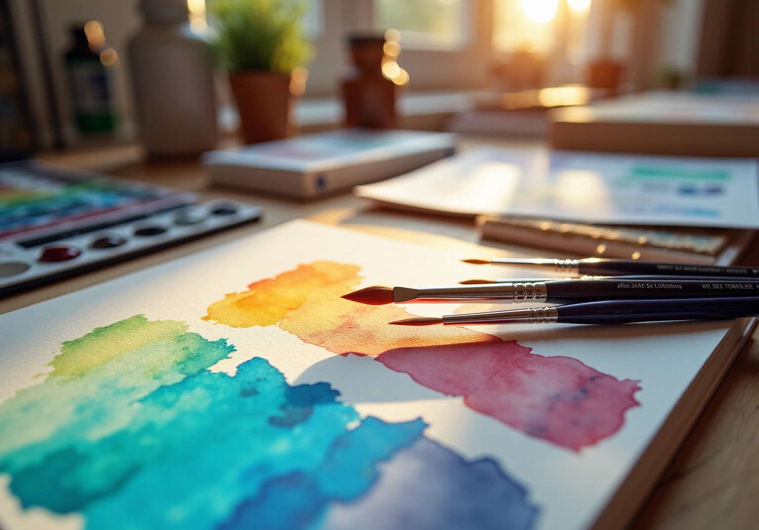 Artistic Workspace with Raphaël Watercolor Brushes