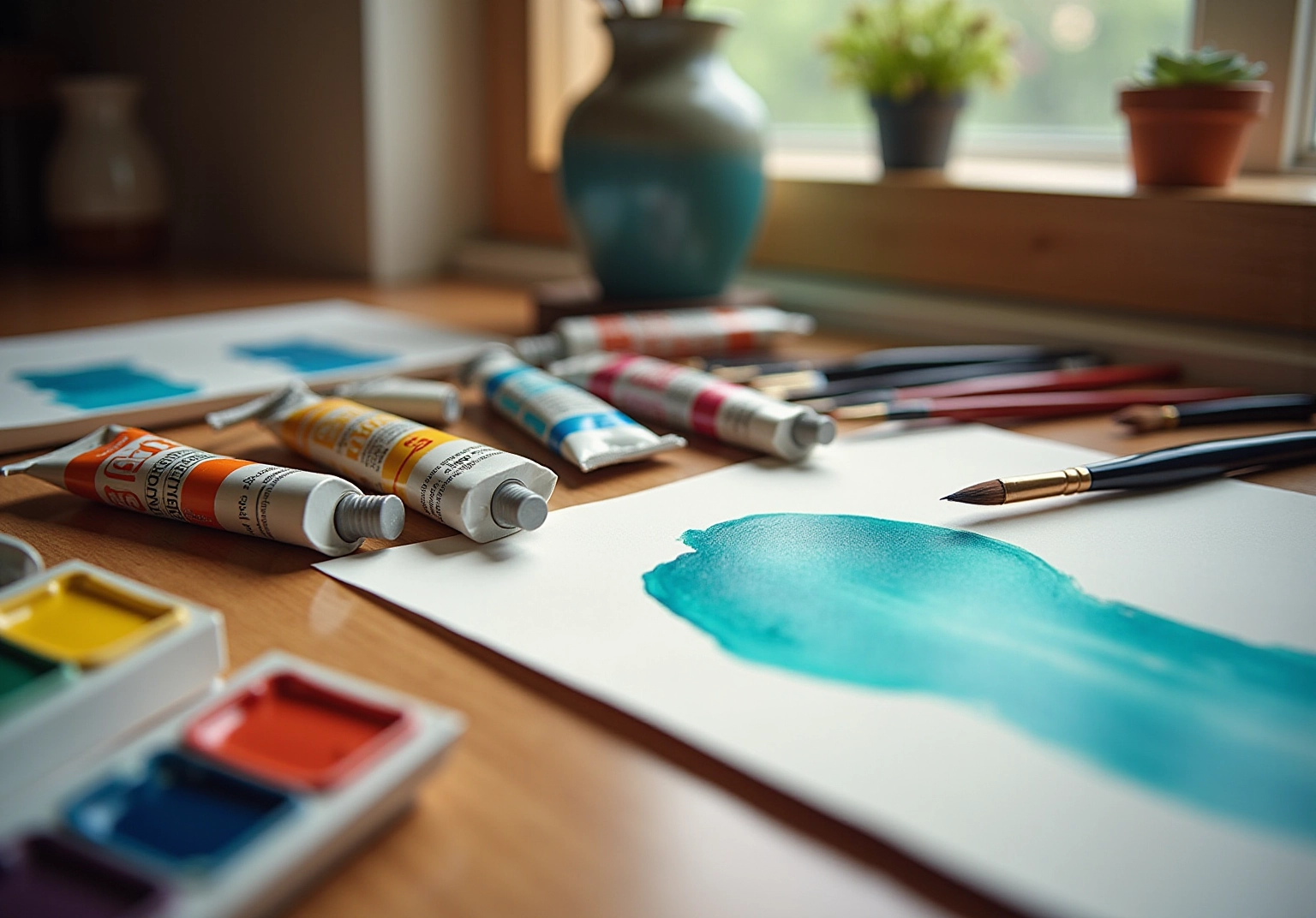 Artistic Workspace with Sennelier Watercolors Artistic Workspace with Sennelier Watercolors