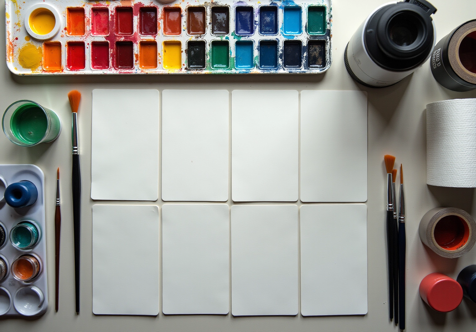 Artist's Workspace for Card Painting