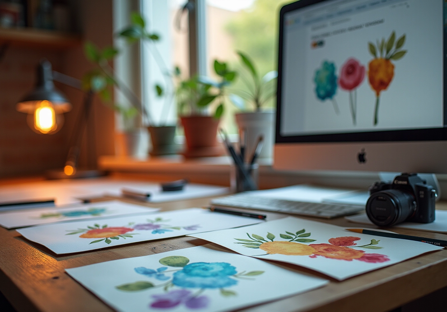 Artist's Workspace for Selling Art on eBay