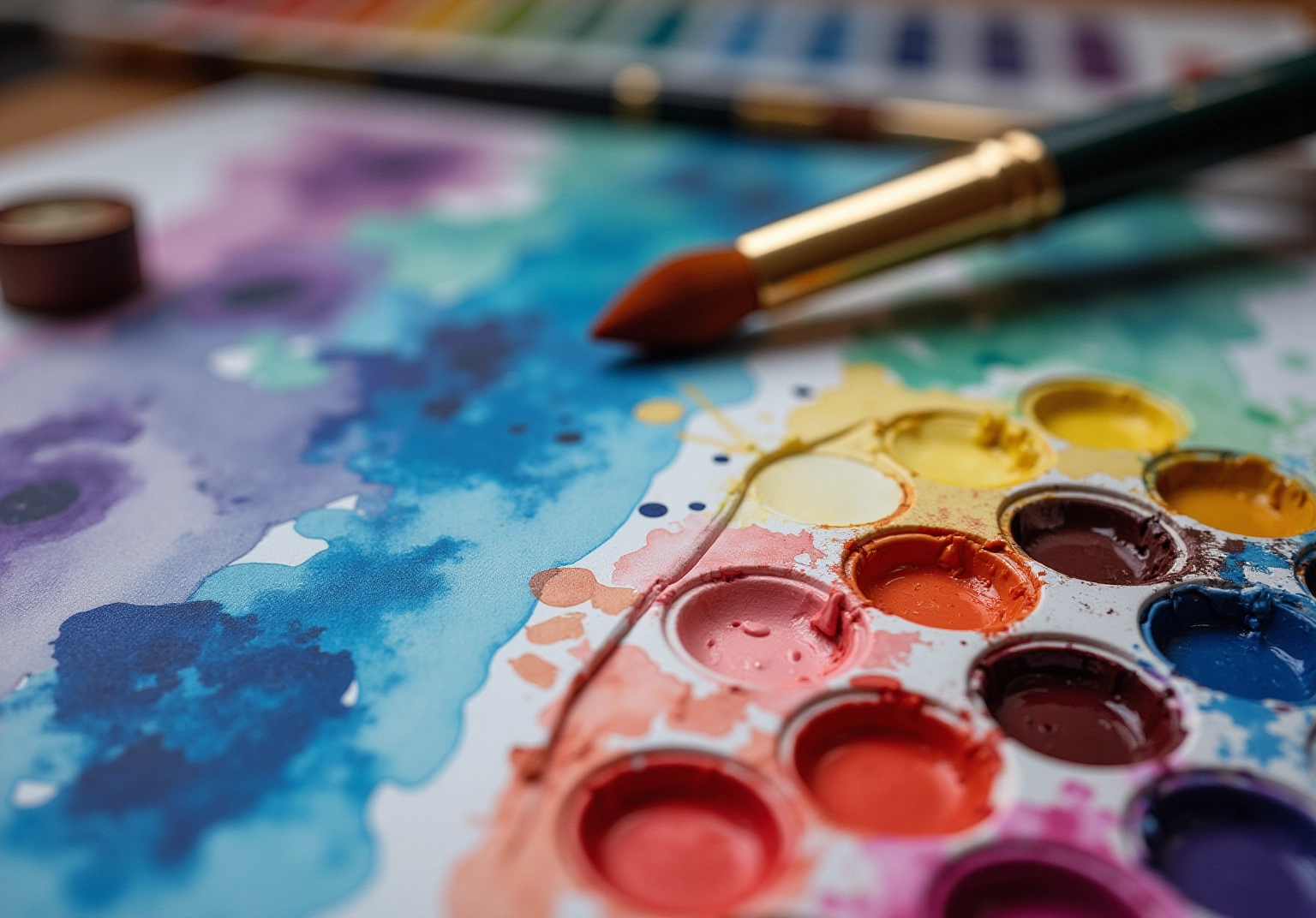 Artist's Workspace with Rembrandt Watercolors