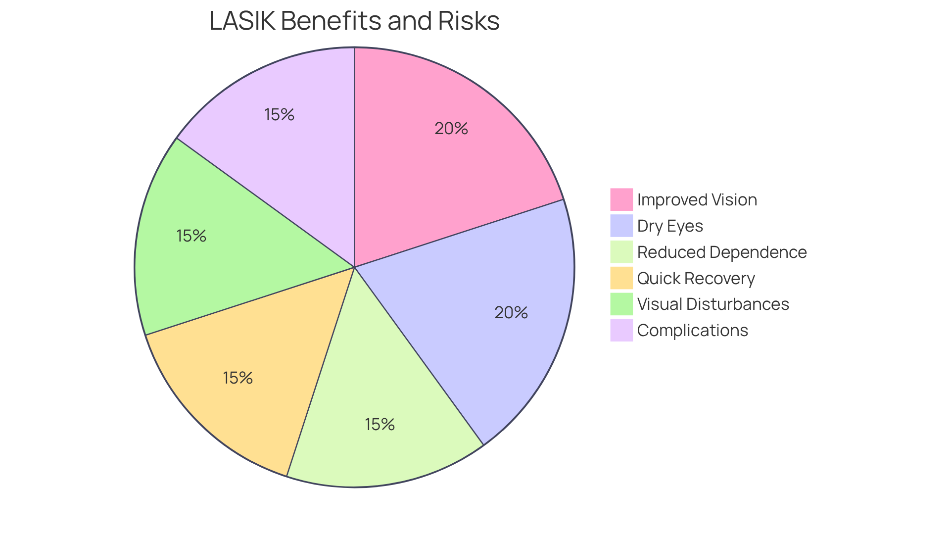 This chart shows the benefits and risks of laser vision correction. The larger the slice, the more significant that aspect is in the overall decision-making process. Benefits are in one color, while risks are in another, helping you quickly see what you gain and what you need to consider.