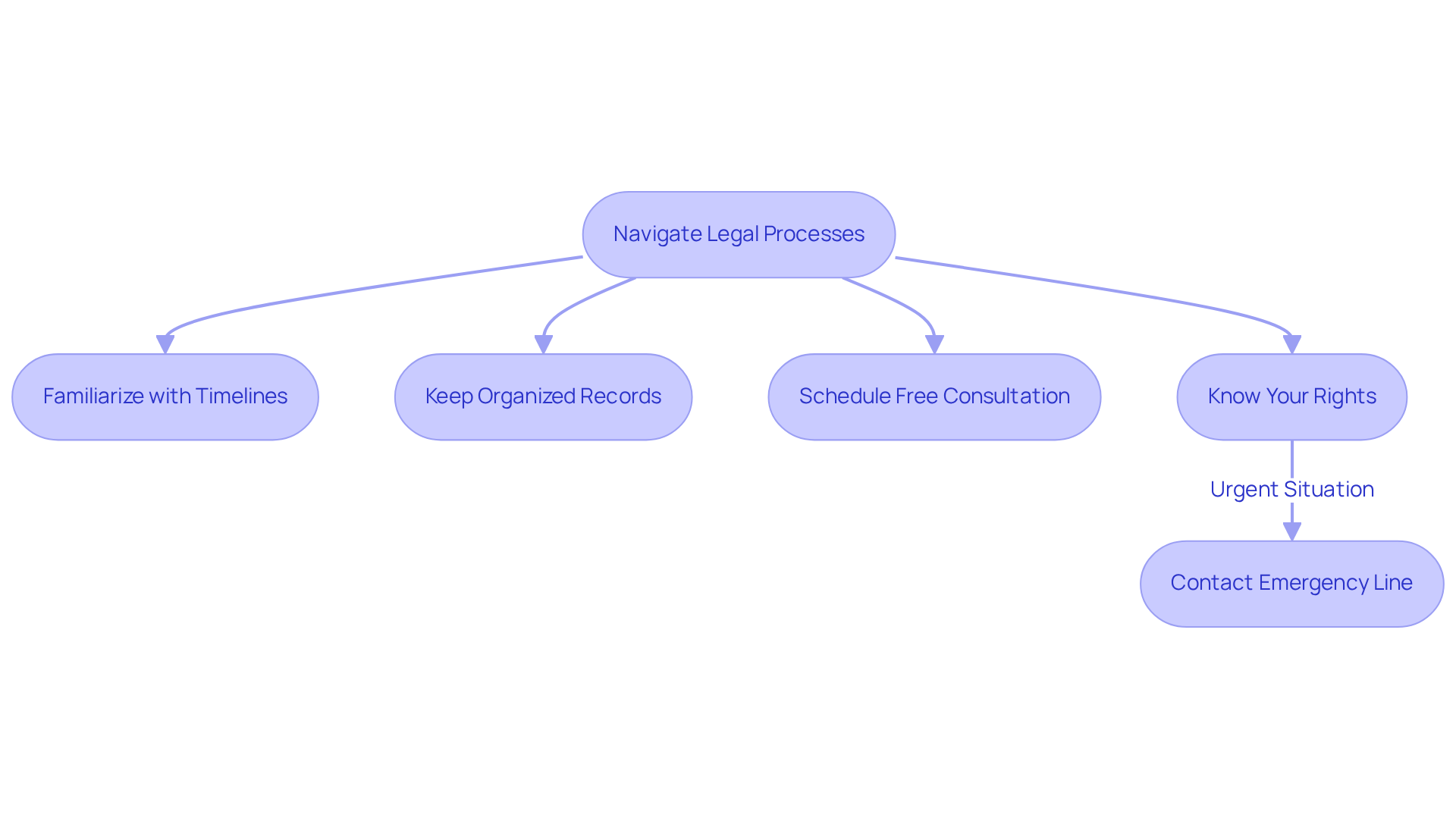 Follow the arrows to see the steps you should take when dealing with immigration law. Each box represents an important action, and the flow shows how to move from one step to the next. Follow the arrows to see the steps you should take when dealing with immigration law. Each box represents an important action, and the flow shows how to move from one step to the next.