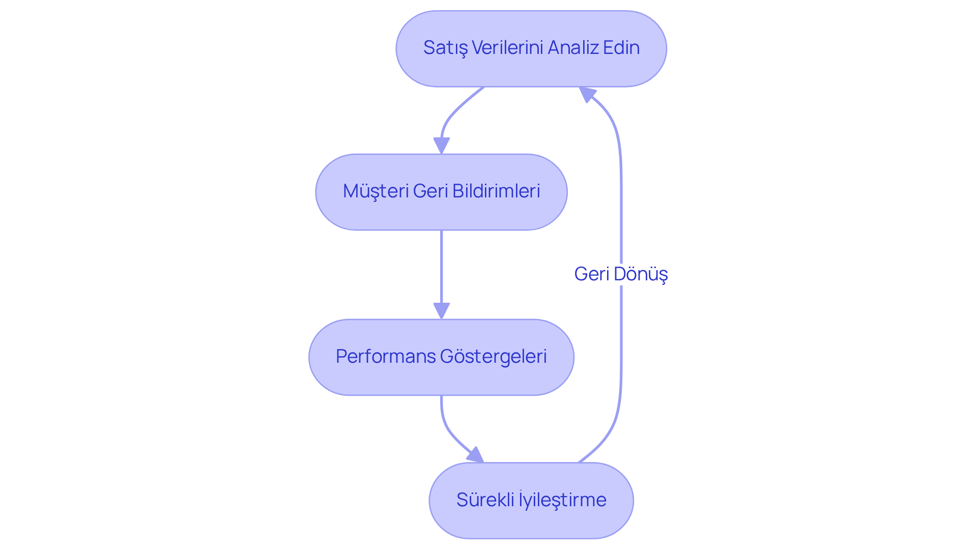 Her kutu, sürecin bir aşamasını temsil eder. Oklar, bir aşamadan diğerine geçişi gösterir. Süreç boyunca ilerledikçe, her aşamanın nasıl birbirine bağlı olduğunu görebilirsiniz.