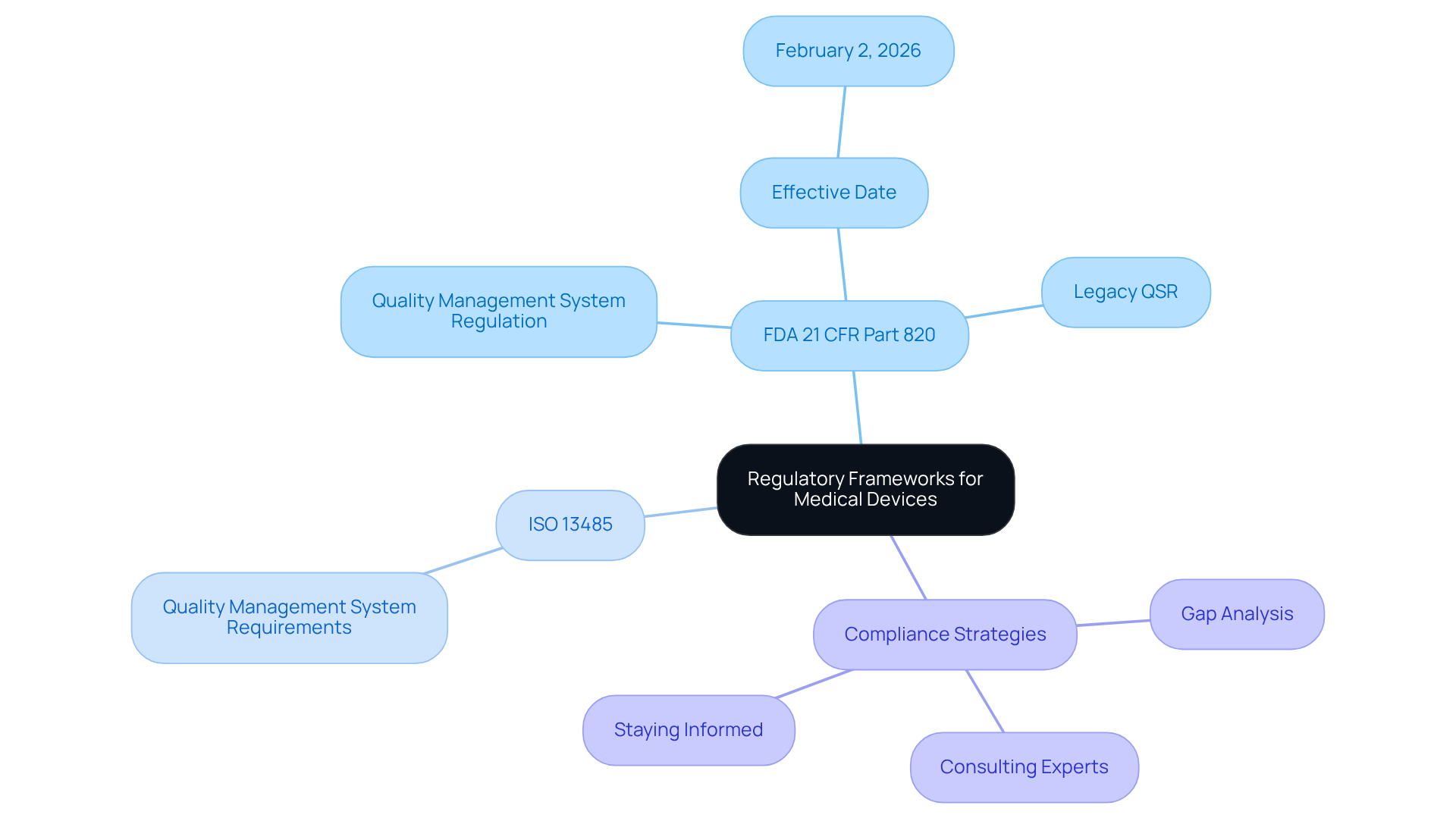 The central node represents the main topic of regulatory frameworks. Each branch shows a specific regulation or strategy, helping you see how they connect and what developers need to focus on for compliance. The central node represents the main topic of regulatory frameworks. Each branch shows a specific regulation or strategy, helping you see how they connect and what developers need to focus on for compliance.