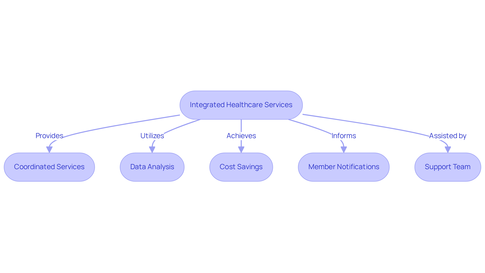 Each box represents a key component of integrated healthcare. Follow the arrows to see how they connect and contribute to proactive management and better health outcomes.