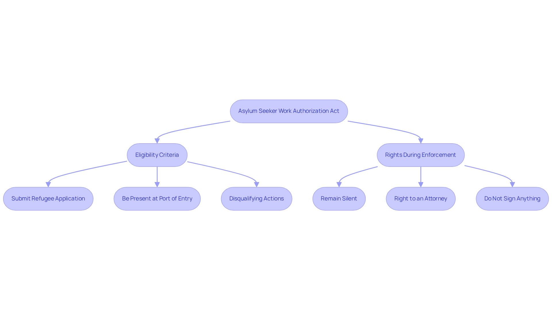 This flowchart guides you through the steps and rights related to the asylum seeker process. Follow the arrows to understand what you need to do and know your rights if faced with enforcement.