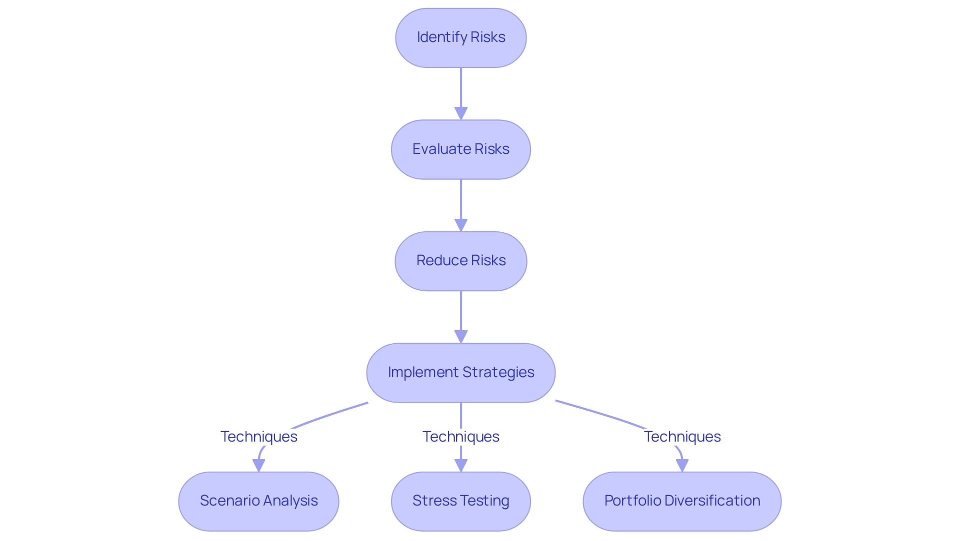 Each box represents a step in the risk management process, with arrows indicating the flow of actions. Different colors represent different stages of management.