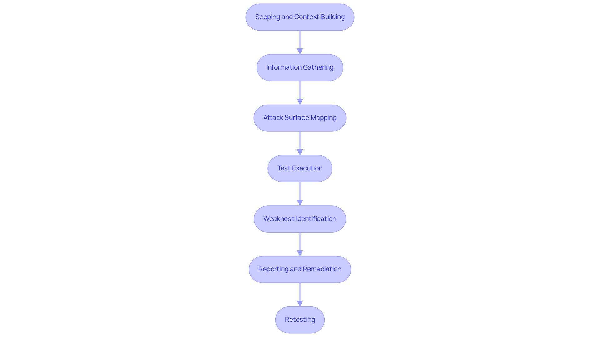 Each box represents a step in the security testing process. Follow the arrows to see how each step leads to the next, ensuring a comprehensive approach to identifying and addressing vulnerabilities. Each box represents a step in the security testing process. Follow the arrows to see how each step leads to the next, ensuring a comprehensive approach to identifying and addressing vulnerabilities.
