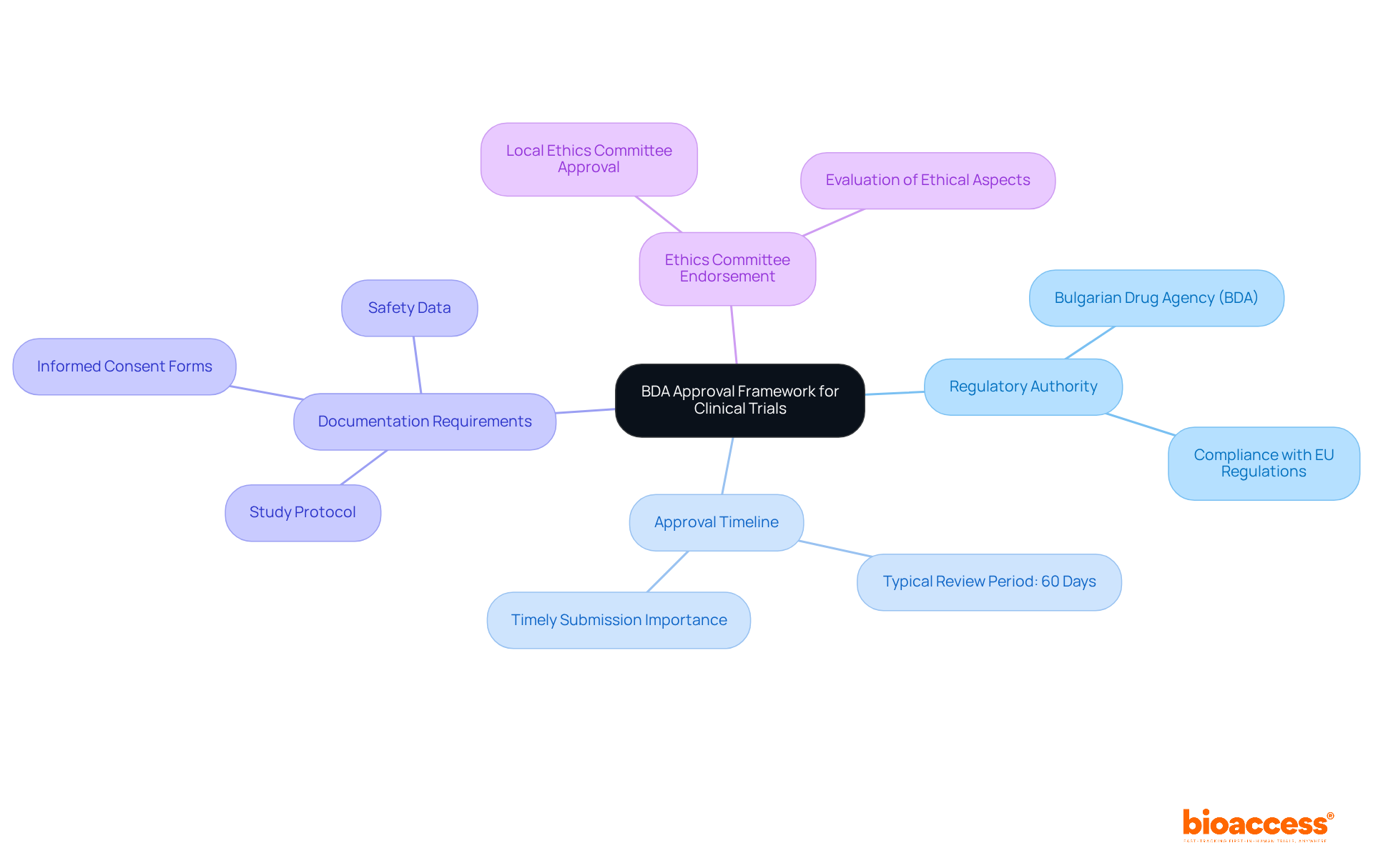 The central node represents the main topic, while the branches show the key components of the approval process. Each branch contains important details that help you understand what you need to know for successful navigation.