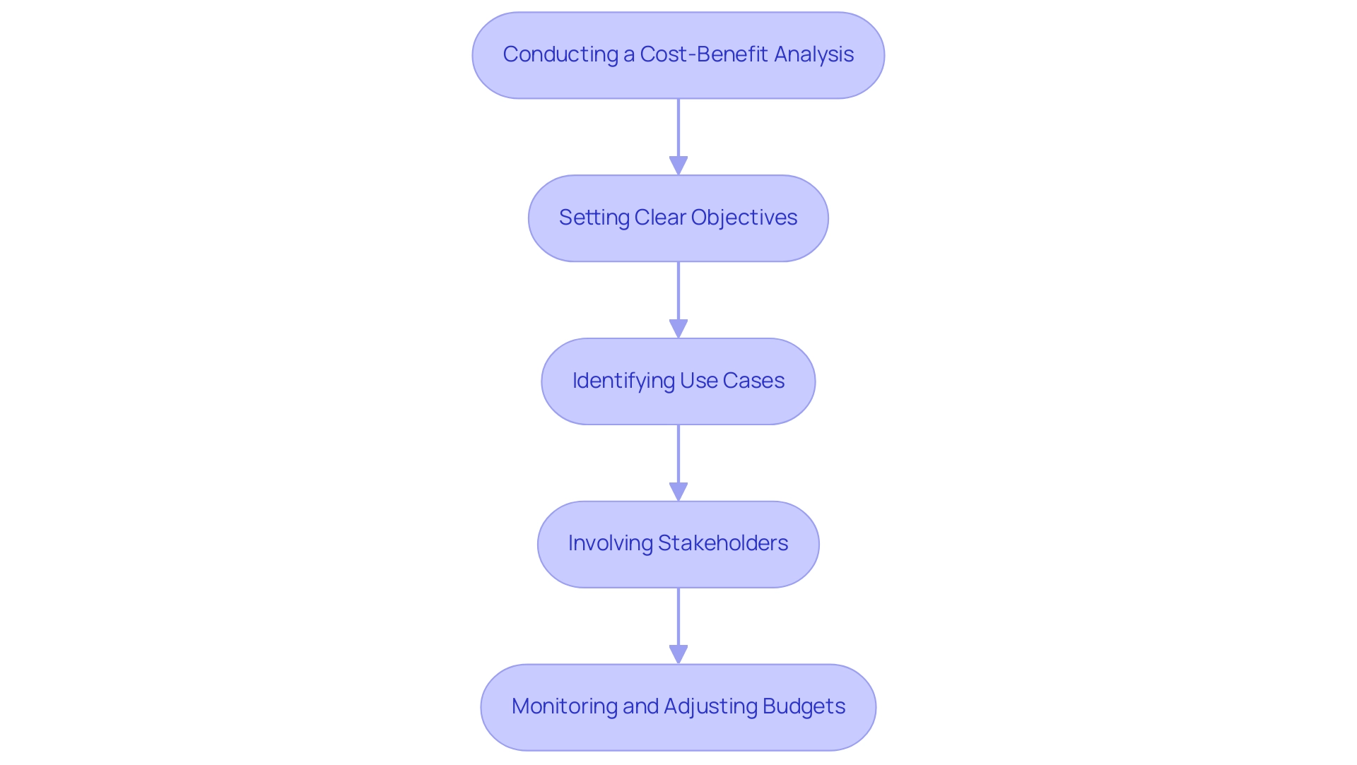 Each box represents a strategy in the budgeting process, and the arrows indicate the sequential flow from one strategy to the next.