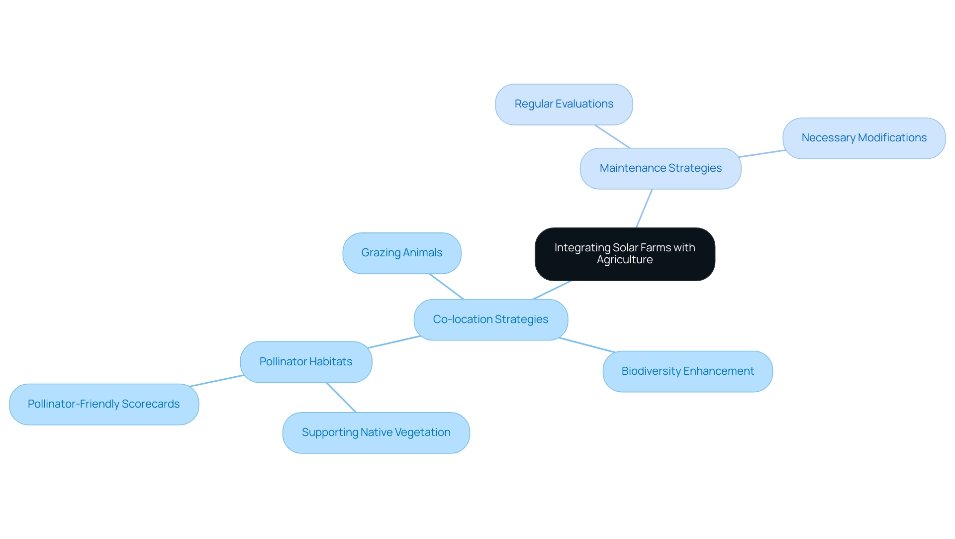 The central node represents the overall theme, with branches for co-location and maintenance strategies, and sub-branches detailing specific practices and components.