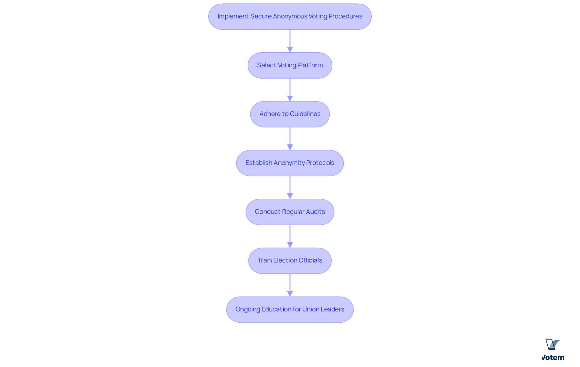 Follow the arrows to see how each step leads to the next in establishing secure voting practices. Each box represents a crucial action that unions should take to ensure the integrity and anonymity of the voting process.