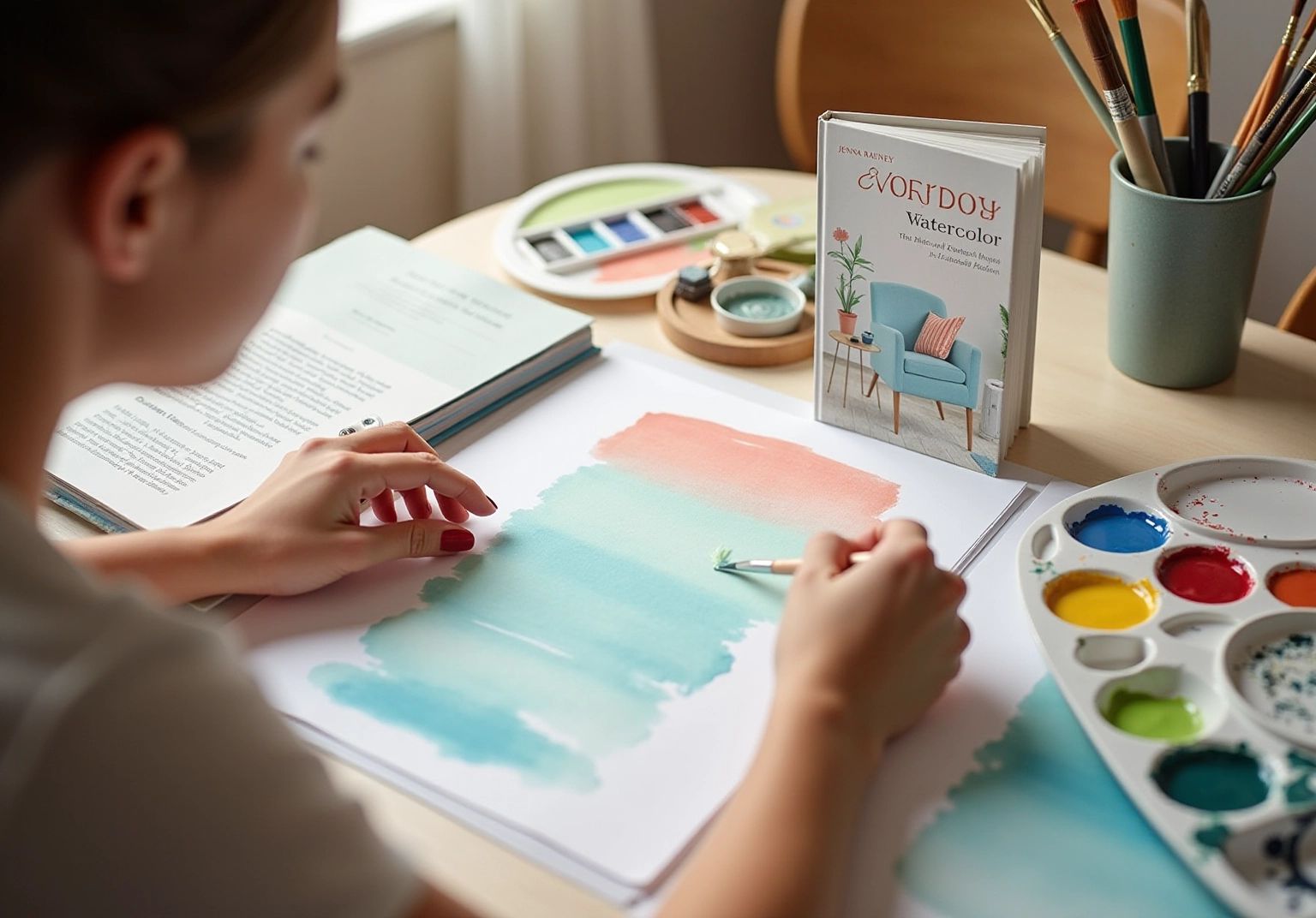 Beginner Artist Embracing Watercolor Beginner Artist Embracing Watercolor