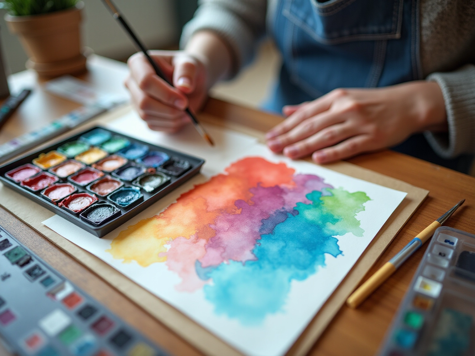 Beginner Artist Navigating Watercolor Challenges