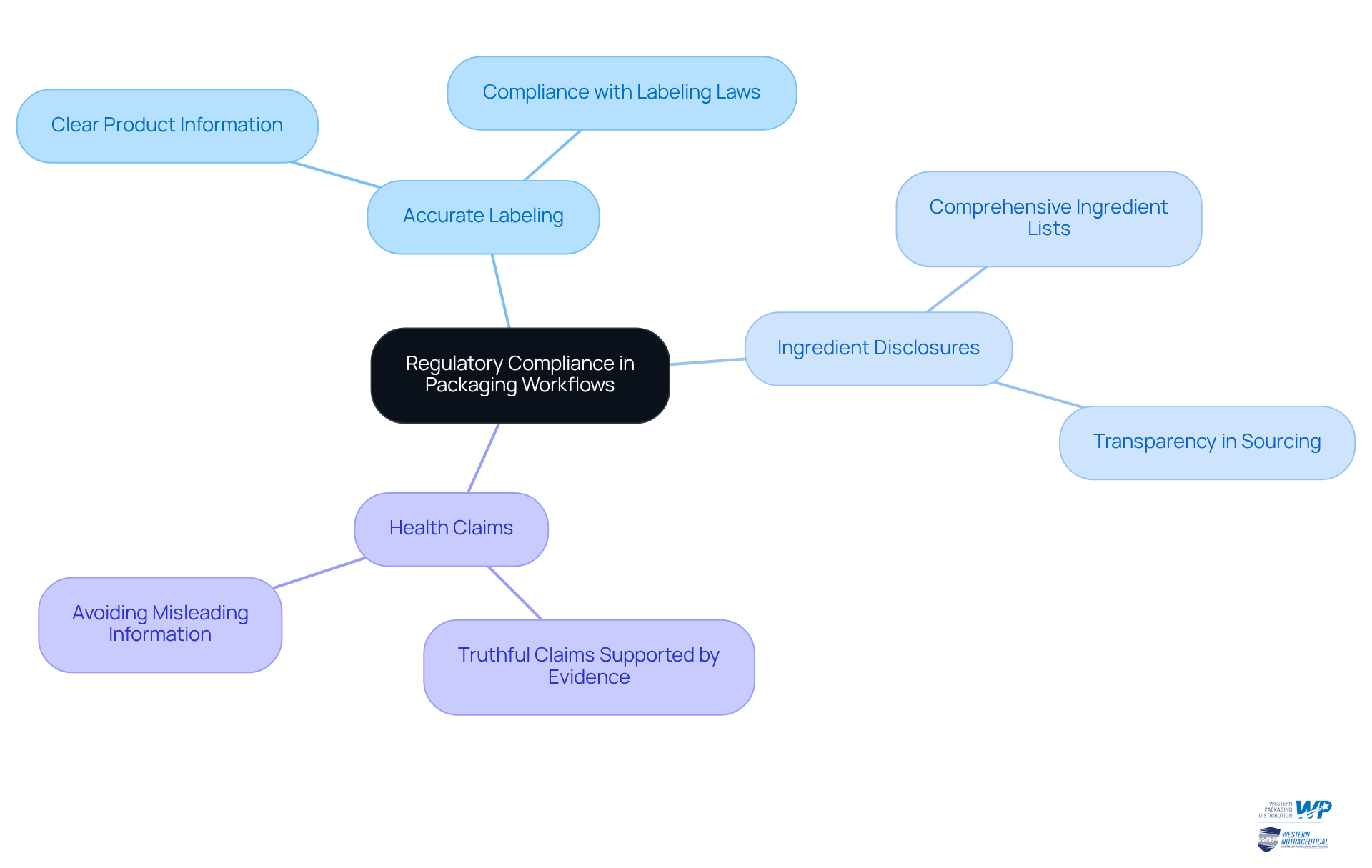 The central idea represents the importance of compliance, while the branches show the key components that must be followed. Each color-coded section helps you quickly identify different areas of focus.