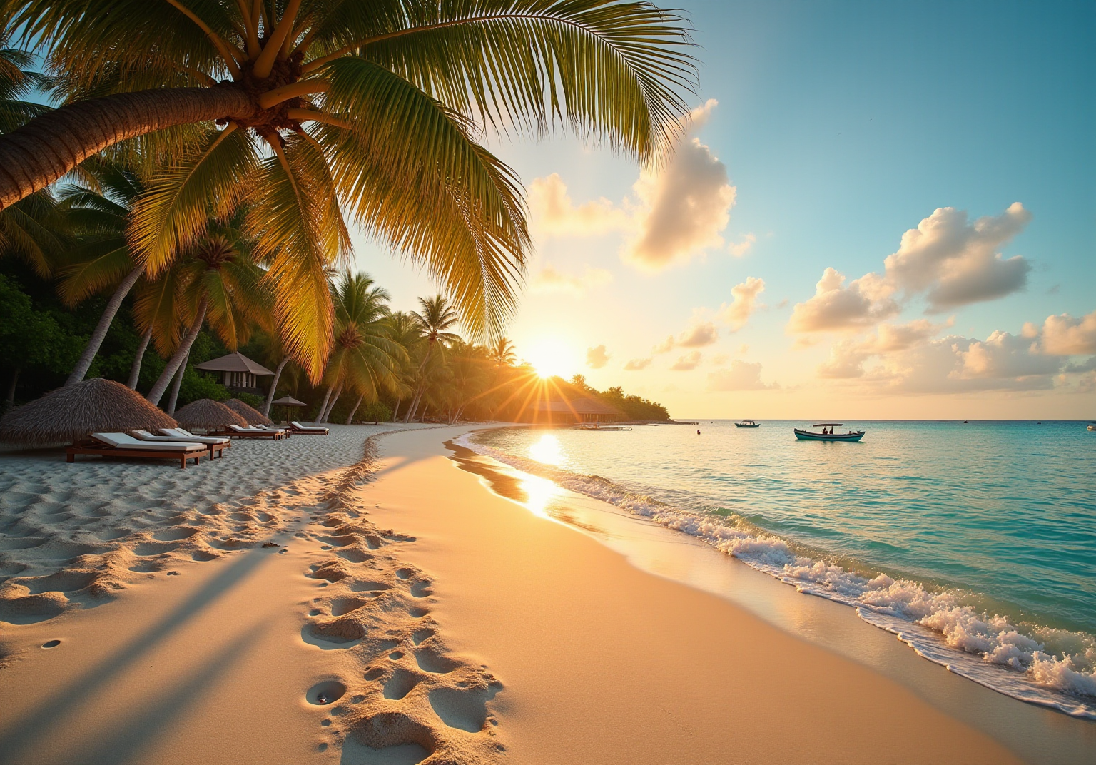 Romantic Maldives Beach at Sunset