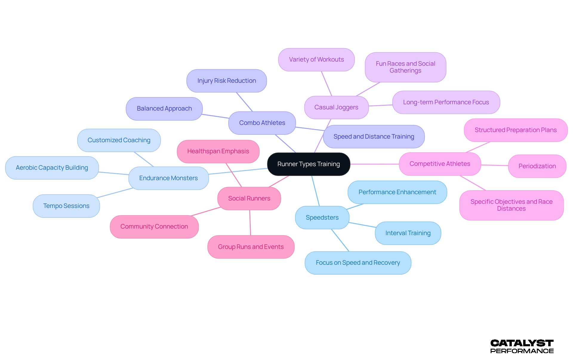 Each branch represents a type of runner and their unique training style. Follow the branches to explore how each type trains and what philosophies guide their workouts. Each branch represents a type of runner and their unique training style. Follow the branches to explore how each type trains and what philosophies guide their workouts.